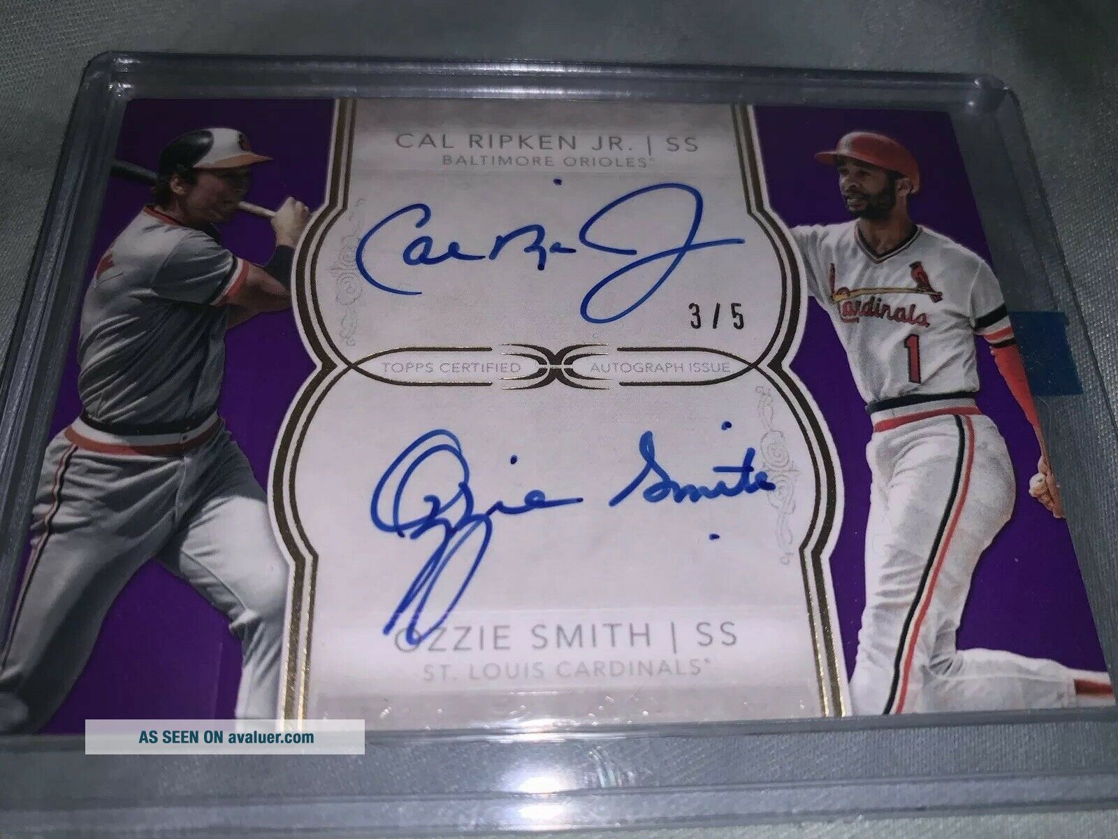 2018 Topps Definitive Cal Ripken Jr Ozzie Smith Dual Autos 3/5 Purpose ...