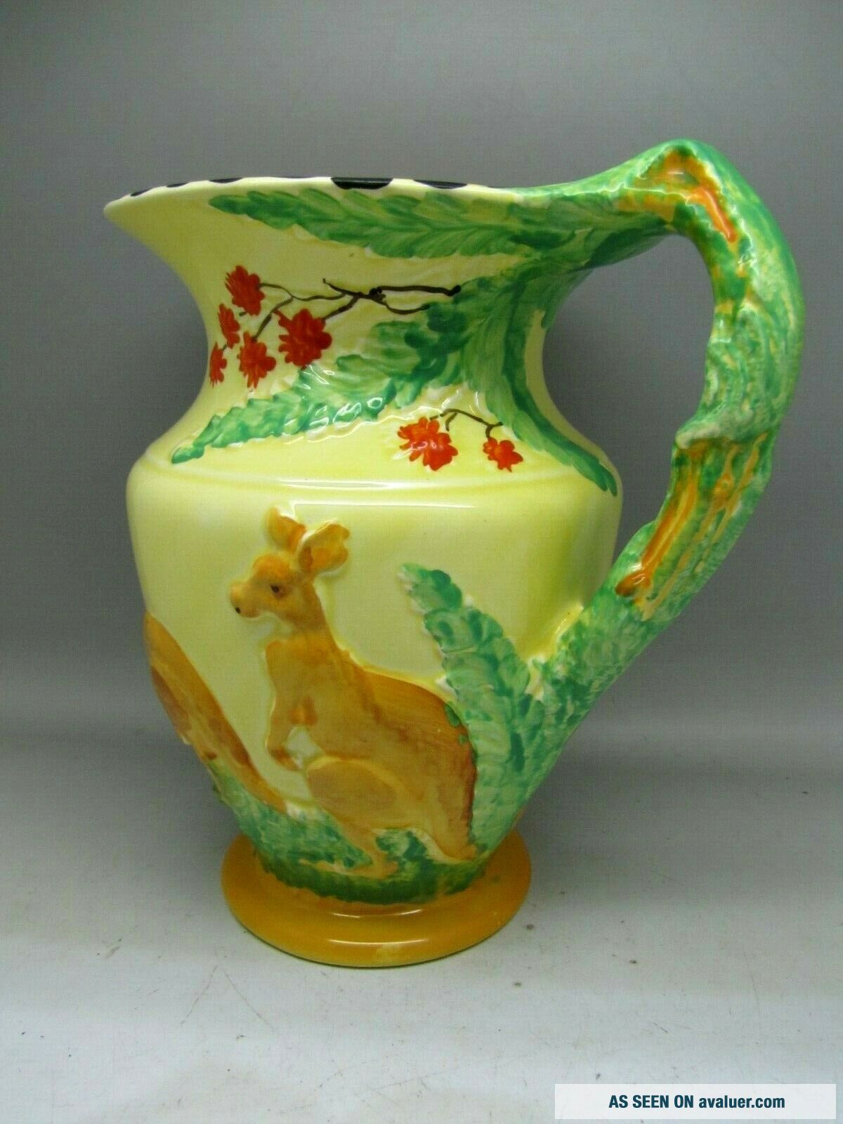 RARE Burleigh Ware KANGAROO Jug Art Deco 1930s VASE BURGESS & LEIGH ...