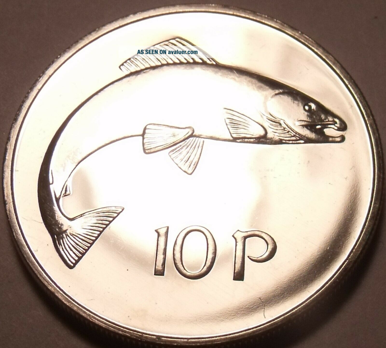 Ireland 10 Pence, 1971 Rare Proof 50, 000 Minted Irish Harp Salmon ...