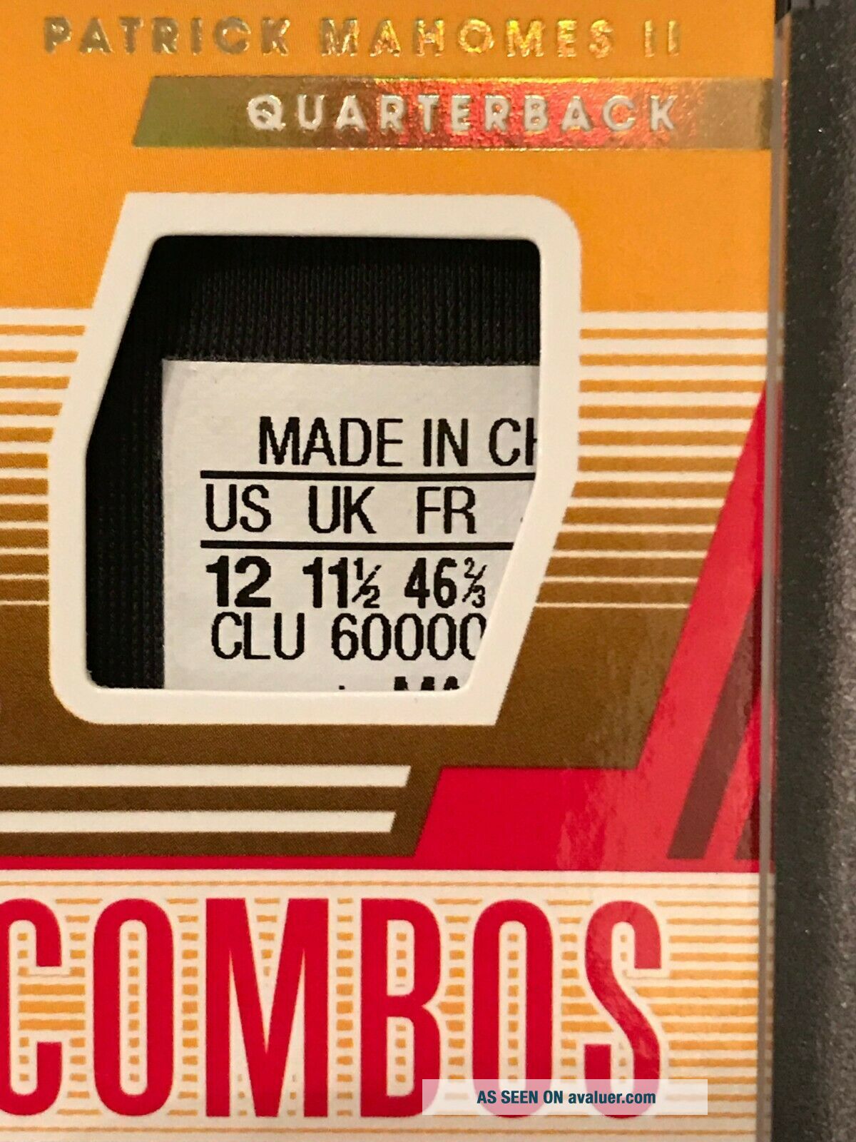 PATRICK MAHOMES CLEAT COMBOS WITH PAT ' S TAG SIZE RELIC PATCH RARE ...