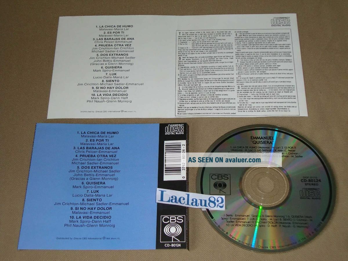 Emmanuel Quisiera 1989 Cbs Cd RARE Press Usa | #8246311