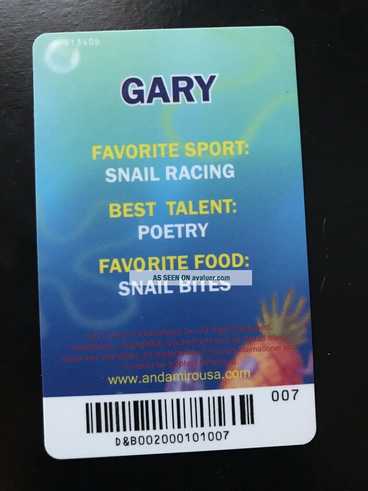 Spongebob Dave And Busters Arcade Coin Pusher Gary Card RARE | #8241431