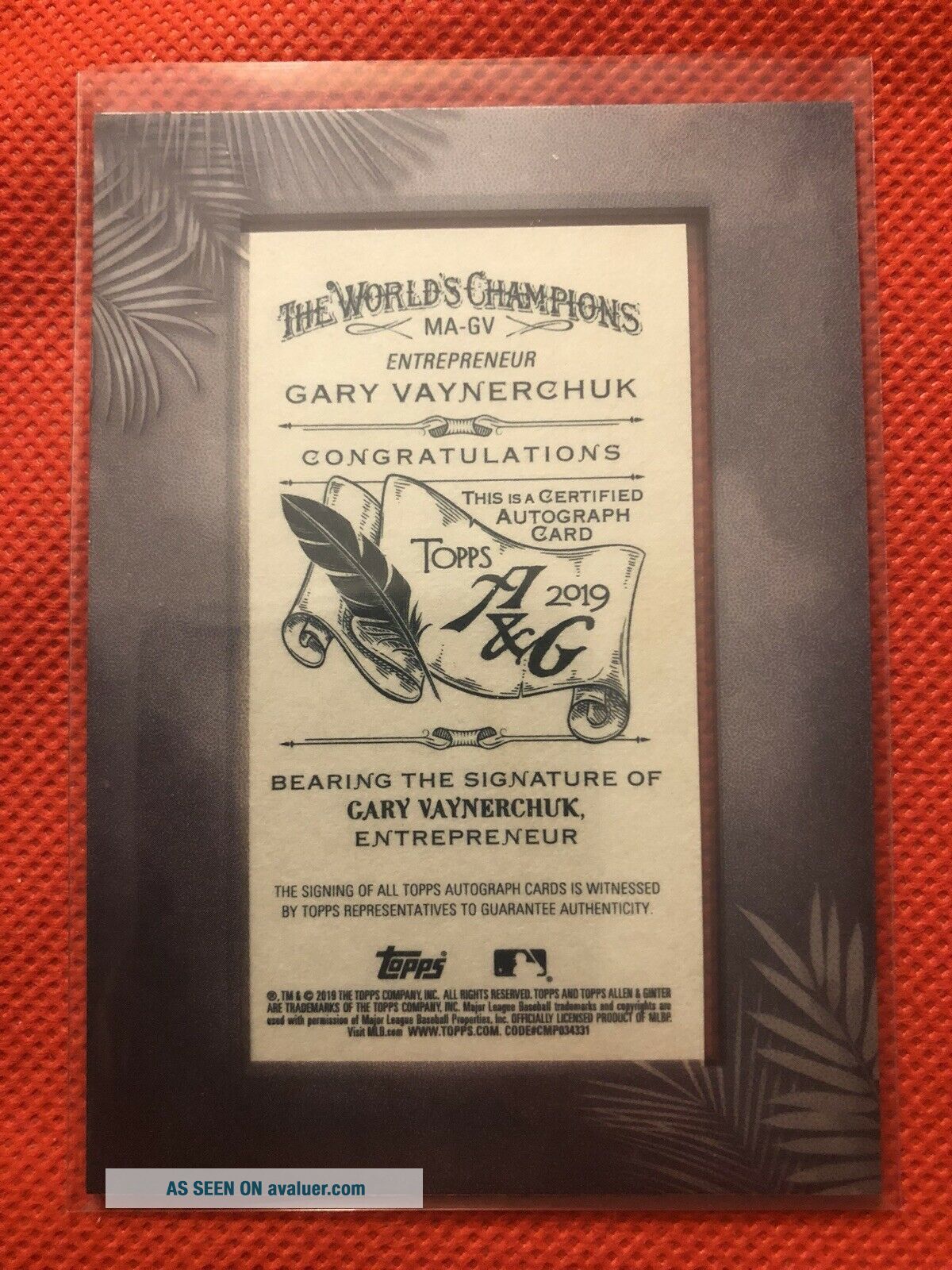 Gary Vee Vaynerchuk 2019 Topps Allen And Ginter X Mini Auto Silver Ink ...
