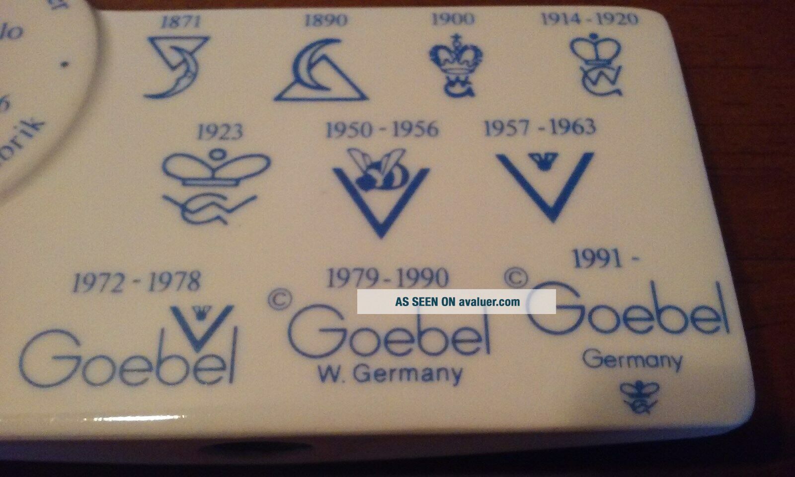 RARE Hummel Goebel Identification Plaque (shows Dates And Symbols) 1966 ...