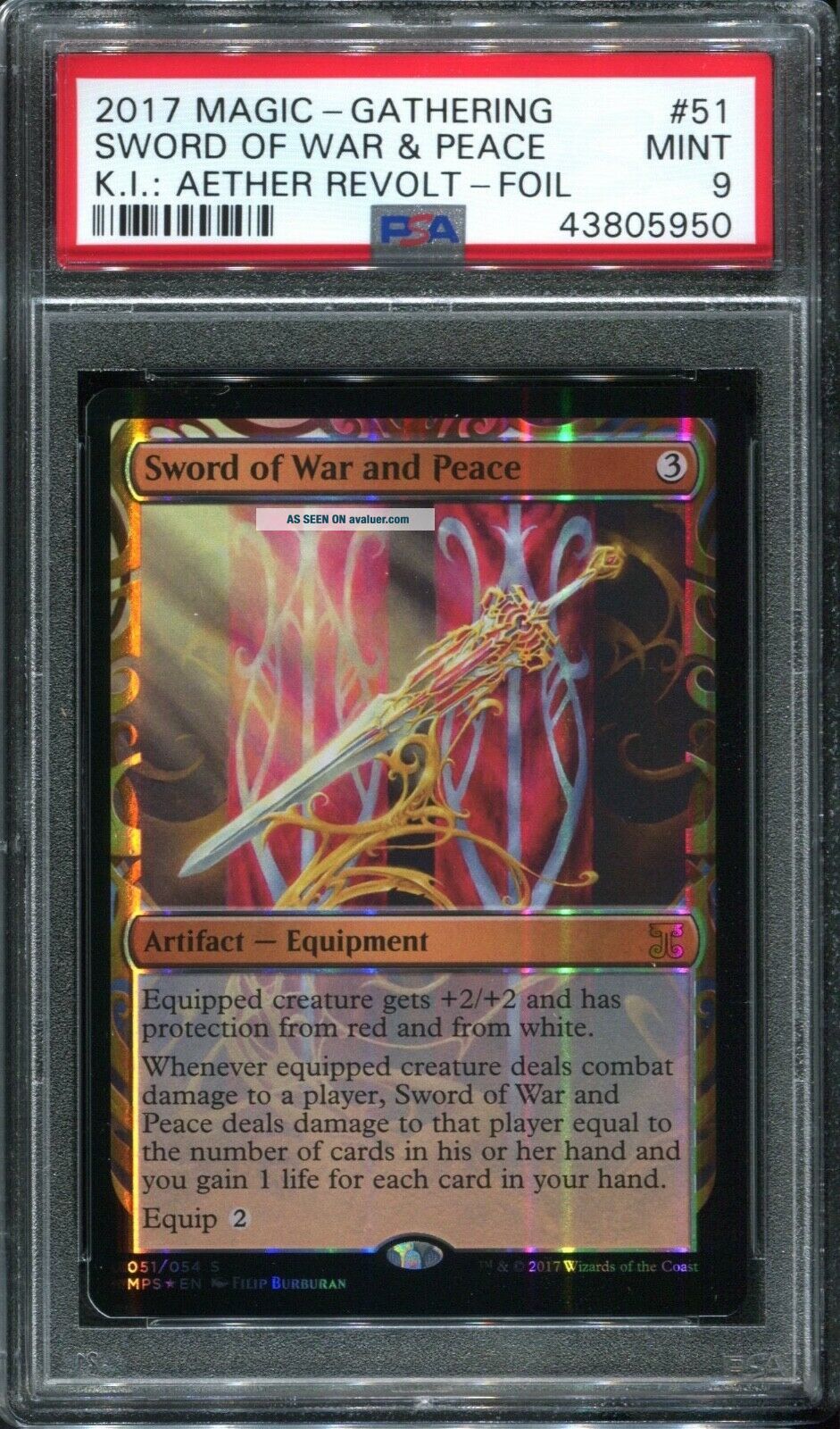 Sword Of War And Peace Aether Revolt Kaladesh Foil PSA Mtg Masterpiece ...