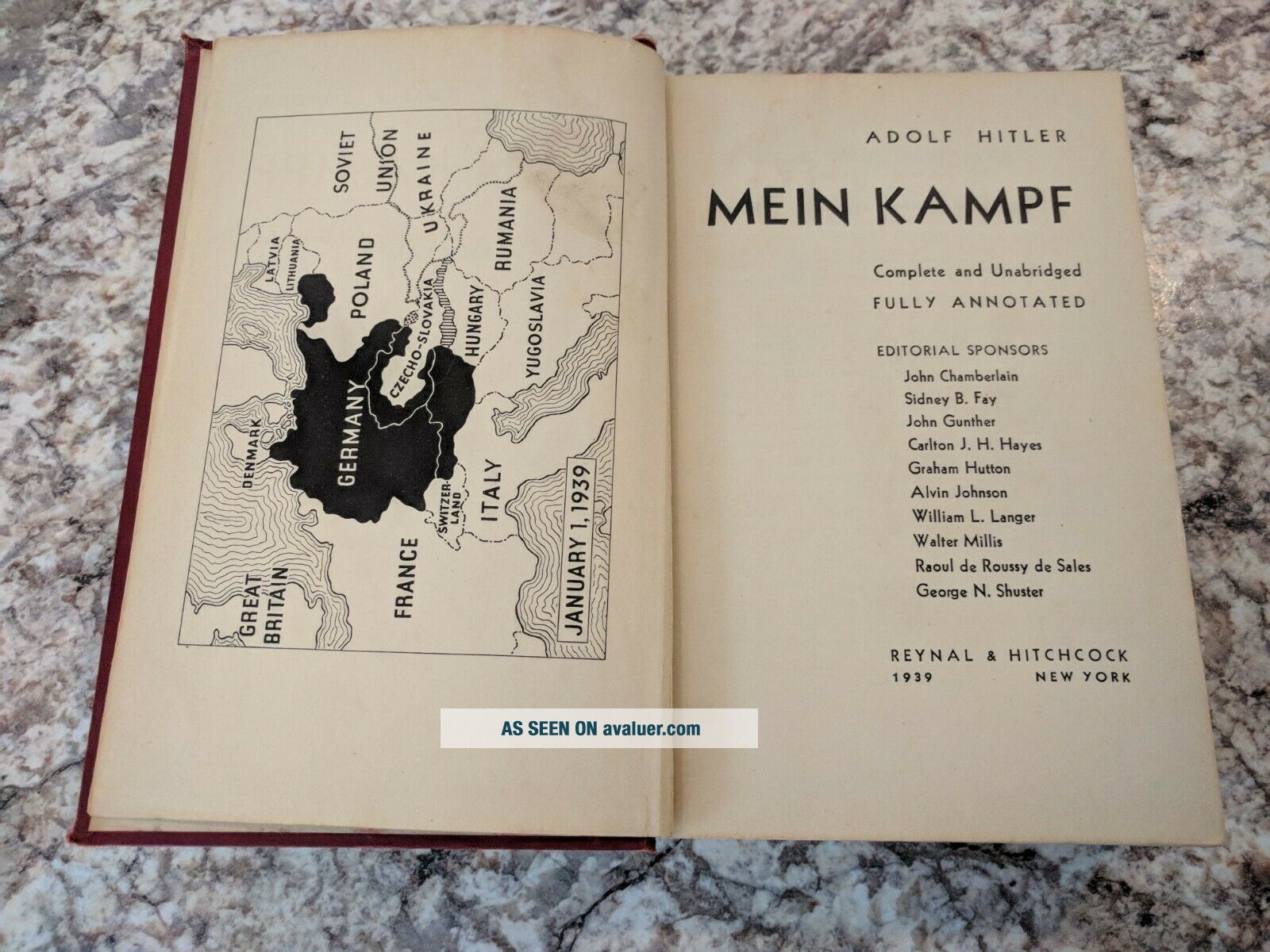 RARE FIRST EDITION MEIN KAMPF Unabridged Annotated 1939 HITLER WW2 ...