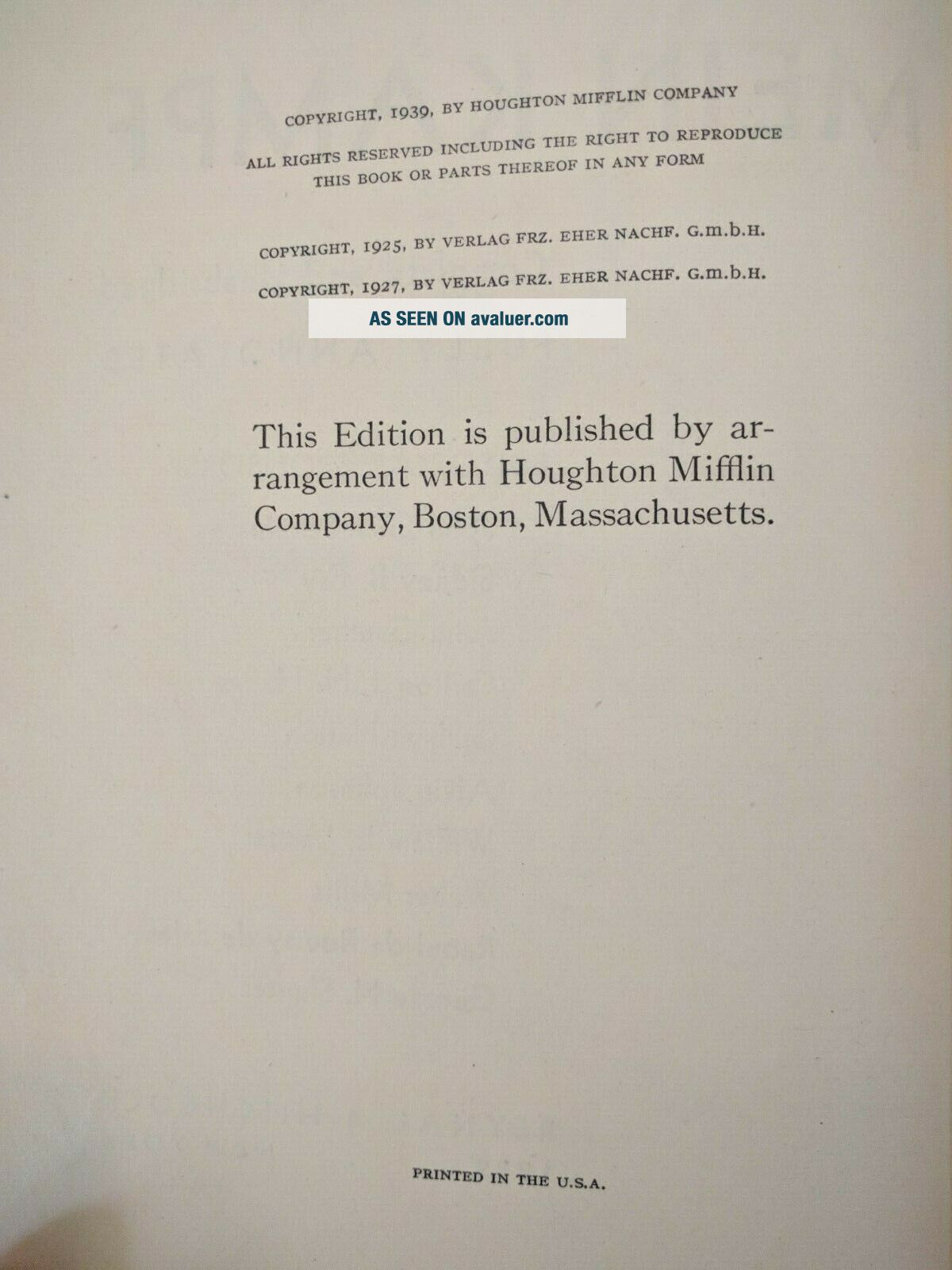 RARE FIRST EDITION MEIN KAMPF Unabridged Annotated 1939 HITLER WW2 ...