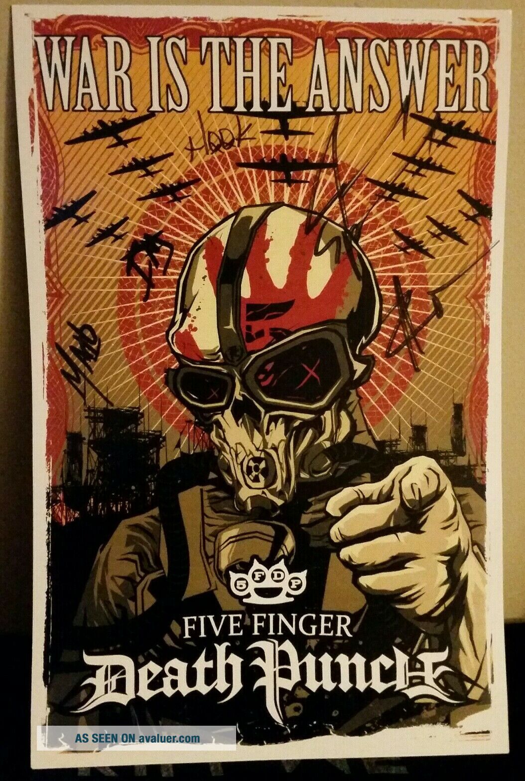 FIVE FINGER DEATH PUNCH Rare Signed RP WAR IS THE ANSWER Poster | #8300846