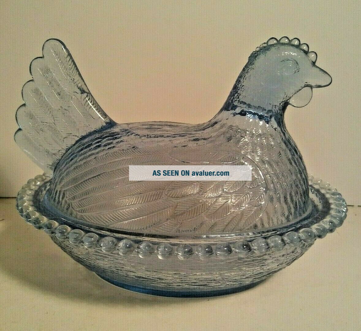 Rare Vintage Indiana Light Blue Glass Chicken Hen On Nest Covered Dish ...