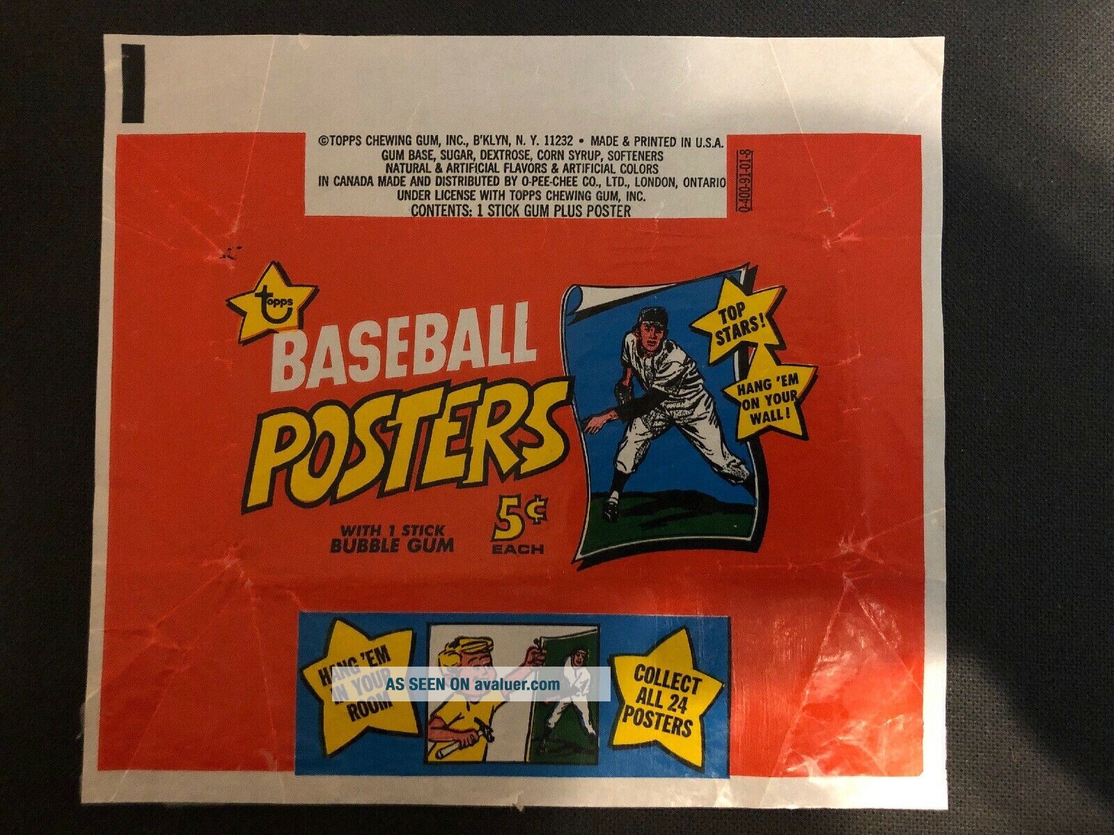 1968 Topps Baseball Posters 5 Cent Wax Wrapper Rare Oddball Test Issue ...