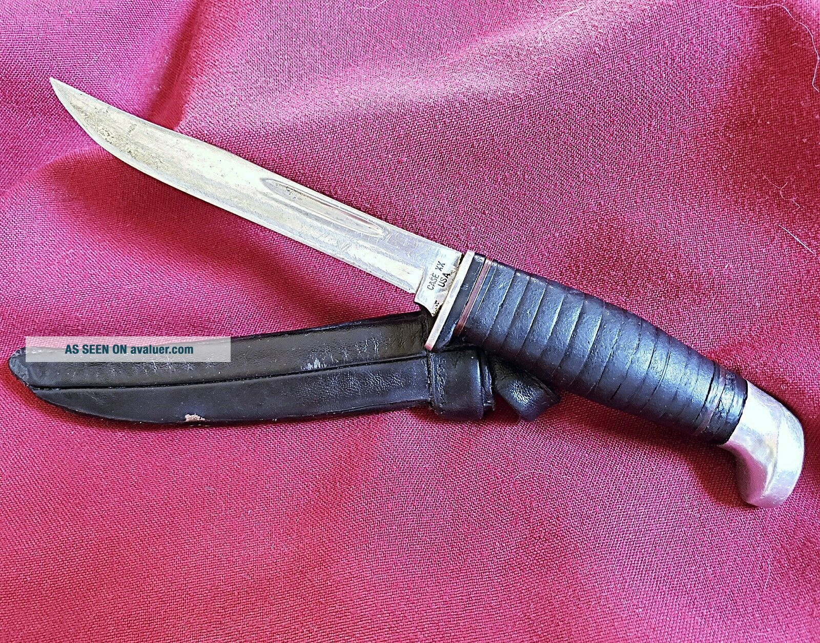 RARE STRAIGHT CASE XX COMBAT BOOT KNIFE WITH BLOOD LINE AND LEATHER ...