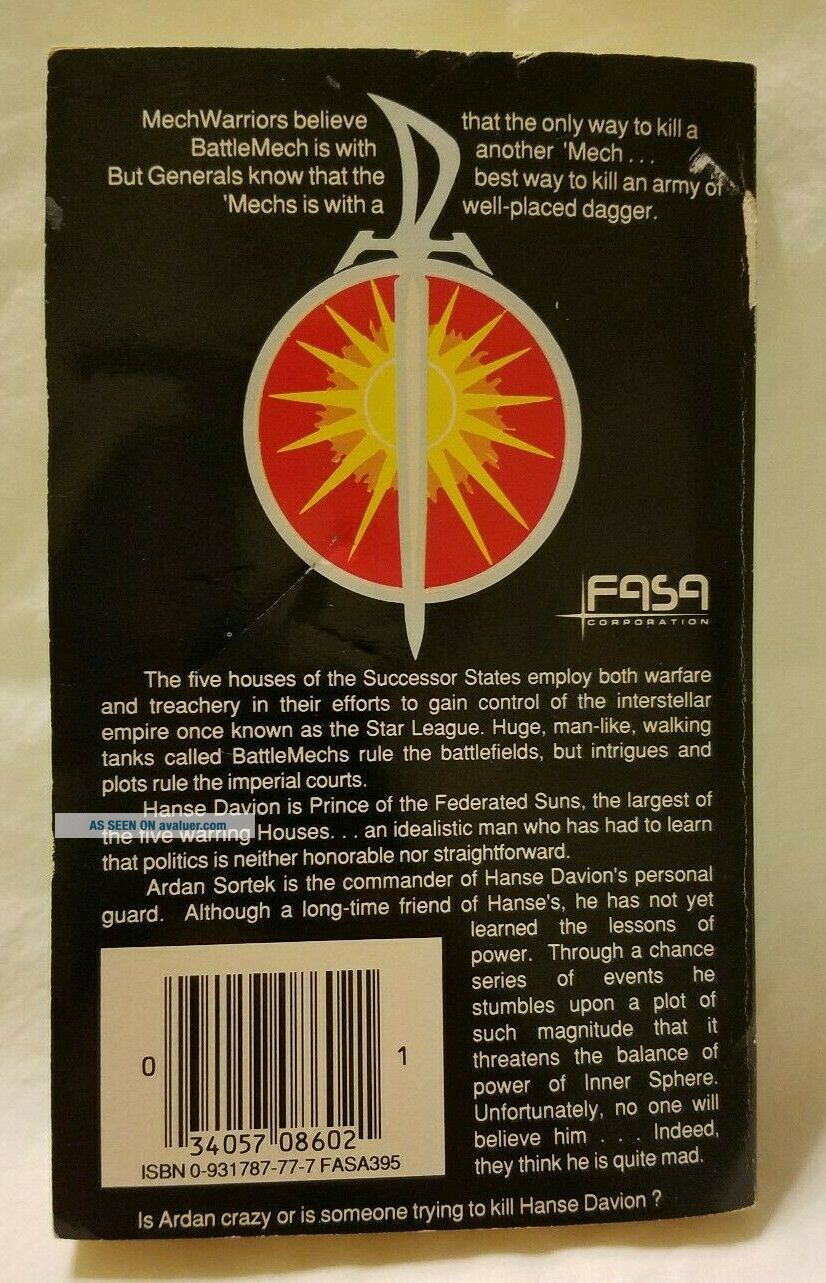 Battletech: SIGNED The Sword And The Dagger Ardath Mayhar Novel Book ...