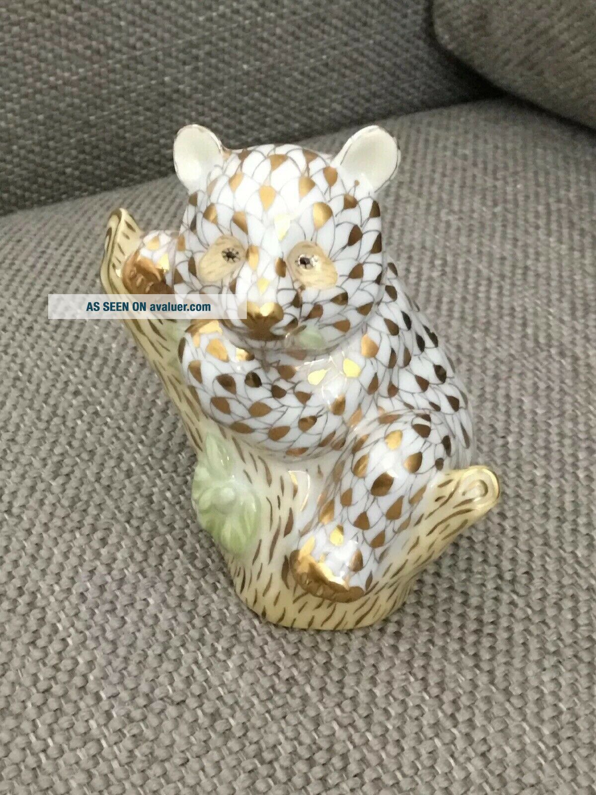 HEREND GUILD 2002 Members Only RARE 24k GOLD FISHNET 15672 PANDA BEAR ...