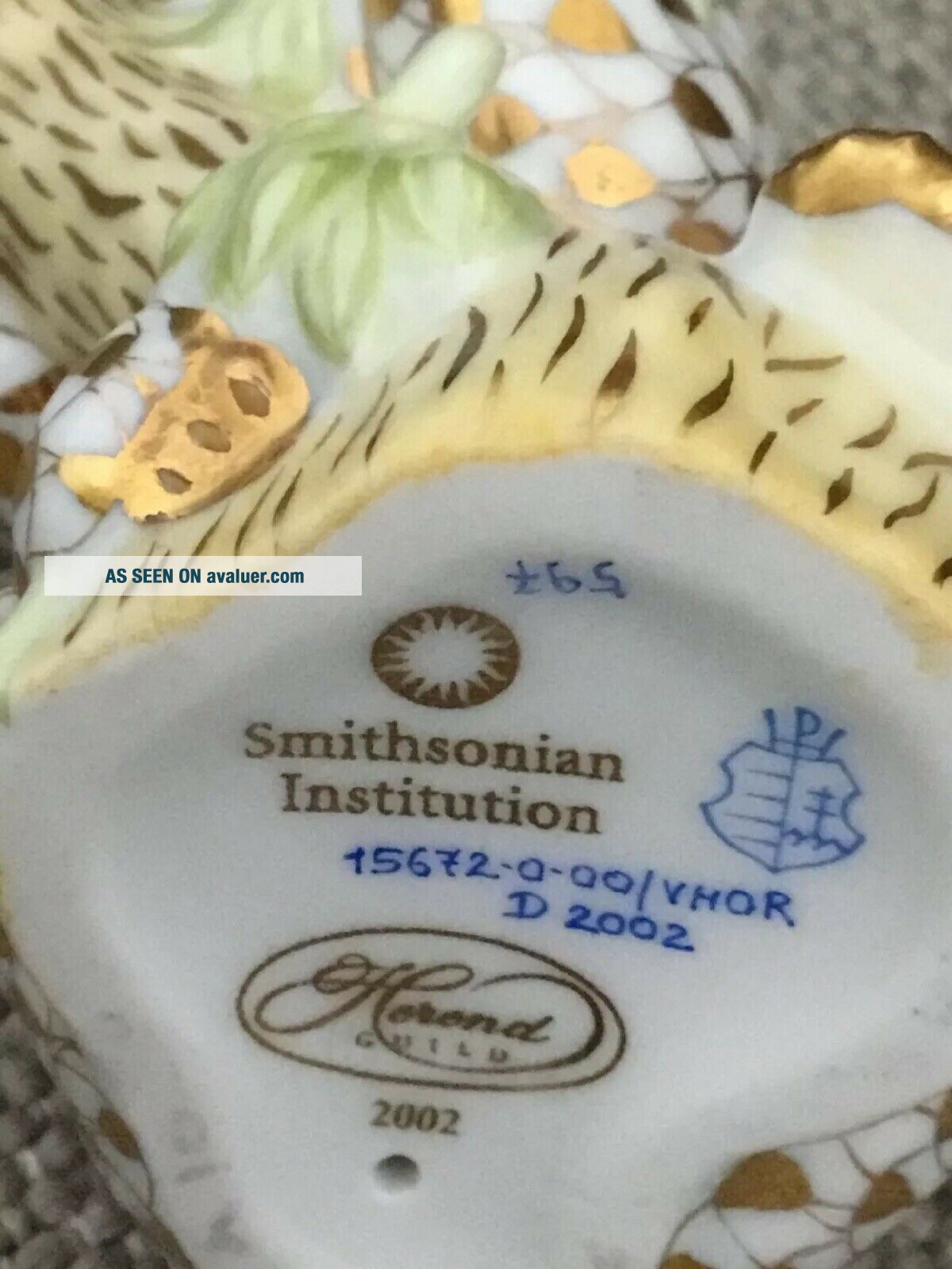 HEREND GUILD 2002 Members Only RARE 24k GOLD FISHNET 15672 PANDA BEAR ...