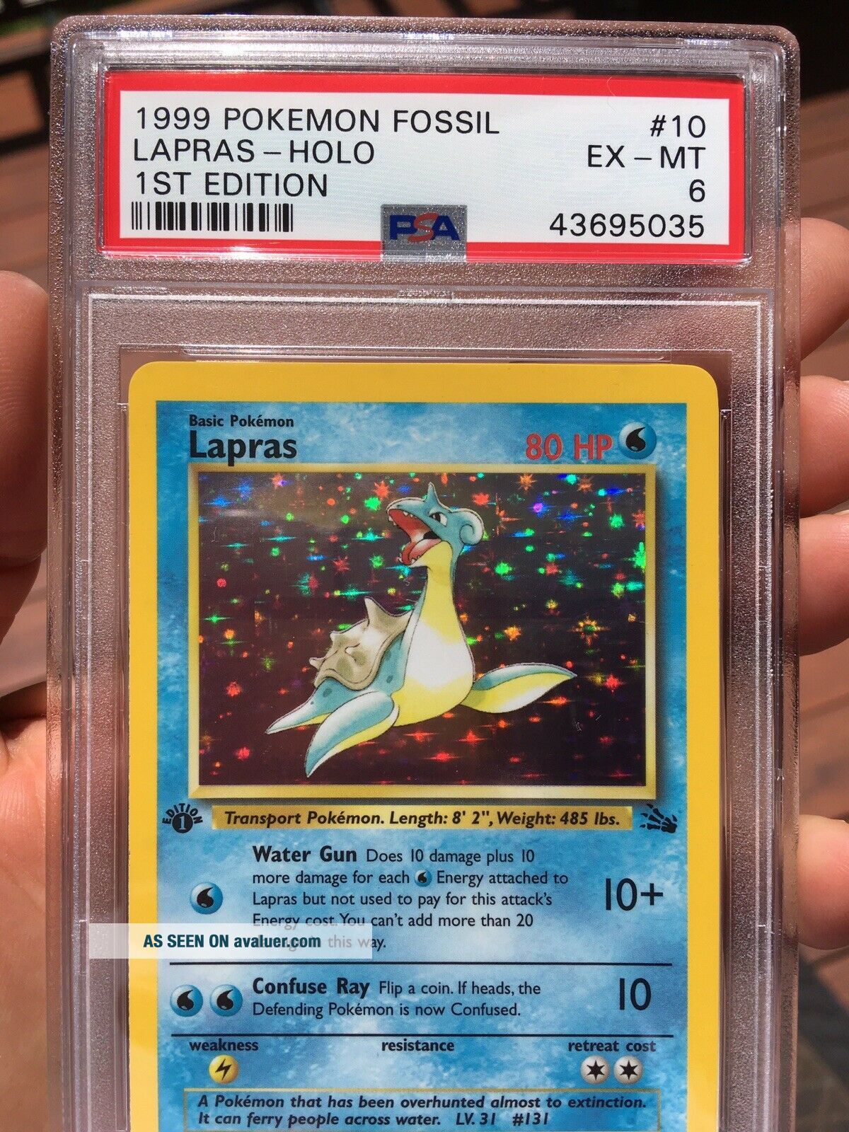 1st Edition Lapras Holo Rare 1999 WOTC Pokemon 10/62 Fossil Set PSA 6 ...
