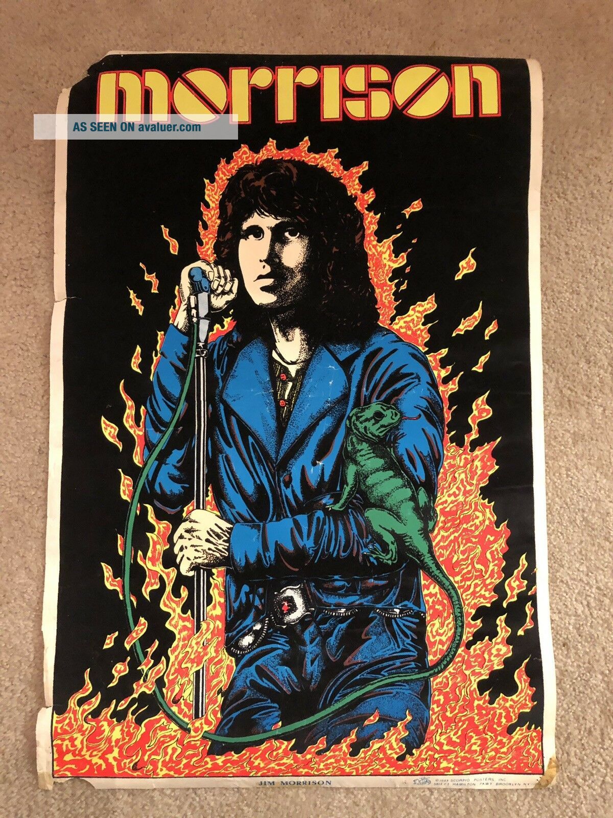 Vintage Jim Morrison, The Doors, Lizard King Rare Black Light Poster ...