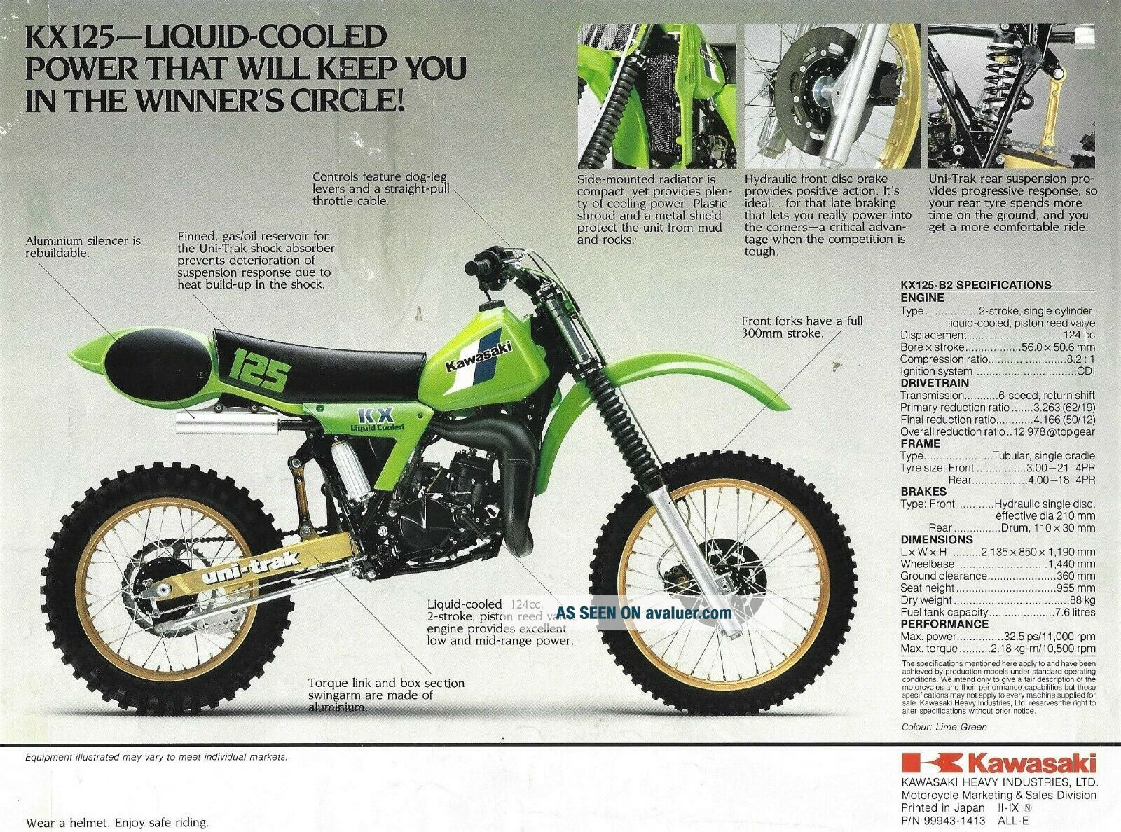 RARE VINTAGE 1983 KAWASAKI KX 125 B2 MOTOCROSS BROCHURE / LITERATURE ...