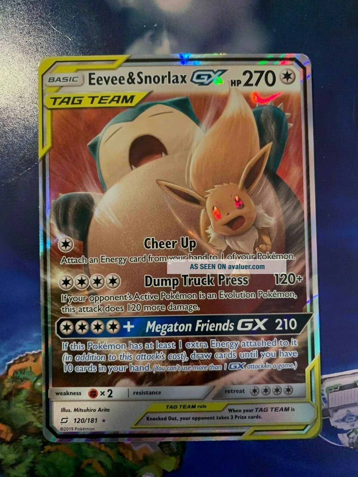 Eevee & Snorlax GX (ULTRA RARE) SM Tag Team Up 120/181 Pokemon Sun And ...