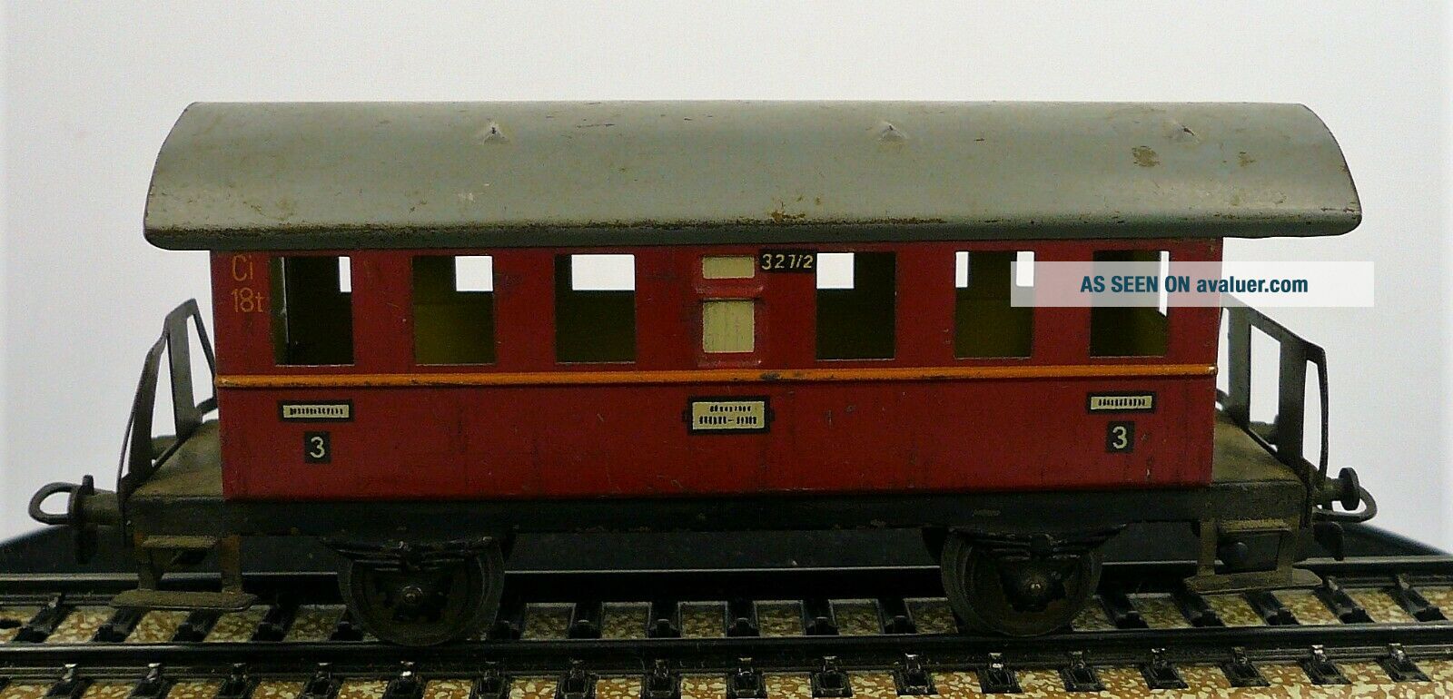 Marklin 327/2 HO Scale Tinplate 3rd Class Pass. Car Red - Vintage ...