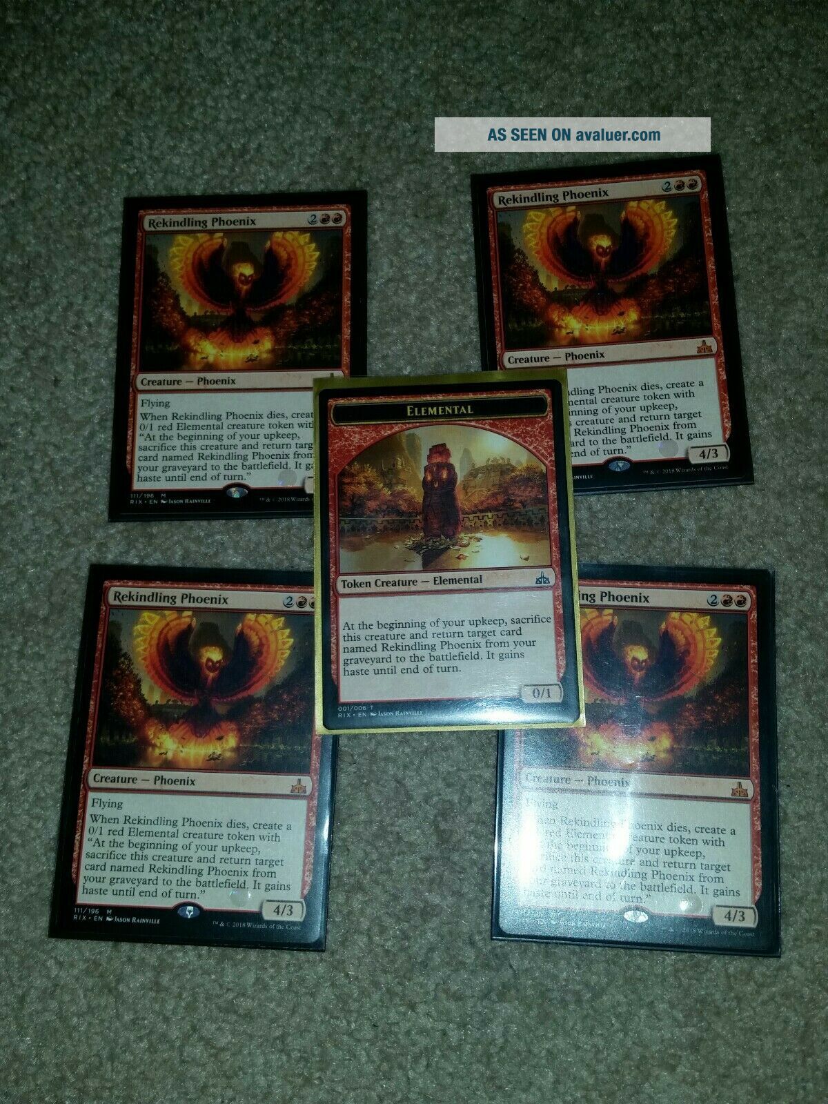 Rekindling Phoenix X4 Rivals Of Ixalan Mythic Rare PLUS Token | #8432593