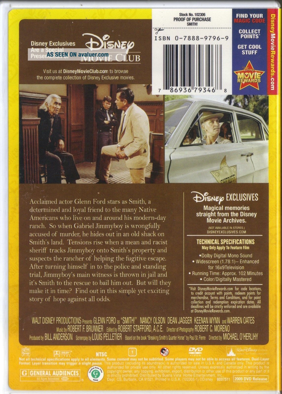 WALT DISNEY ' S " SMITH " 1969 RARE DVD NANCY OLSON GLENN FORD DEAN ...