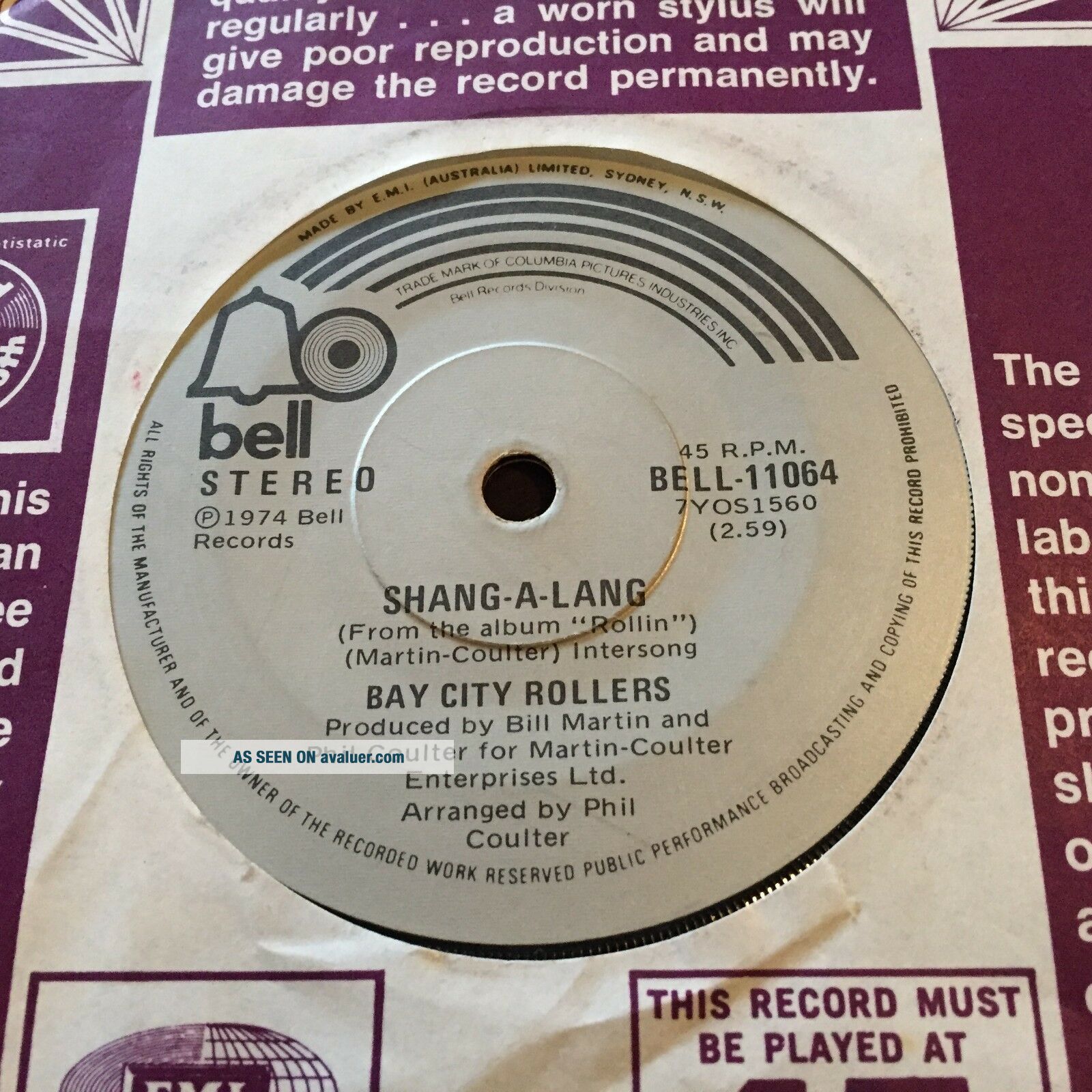 BAY CITY ROLLERS. SATURDAY NIGHT - - Rare 1974 Australian BELL 7 ...
