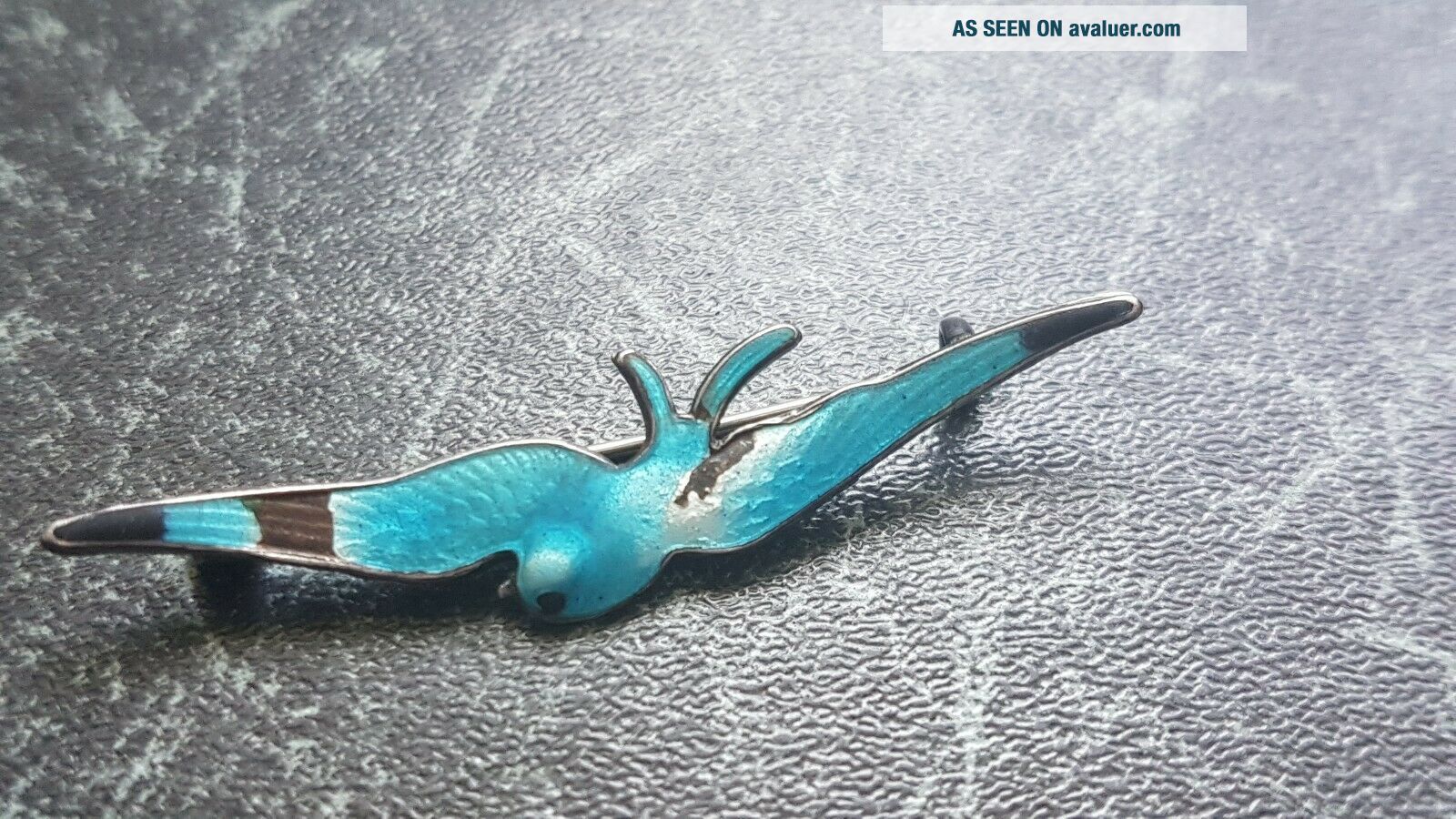 Rare Vintage CHARLES HORNER Blue Enamel Sterling Silver Swallow Bird ...