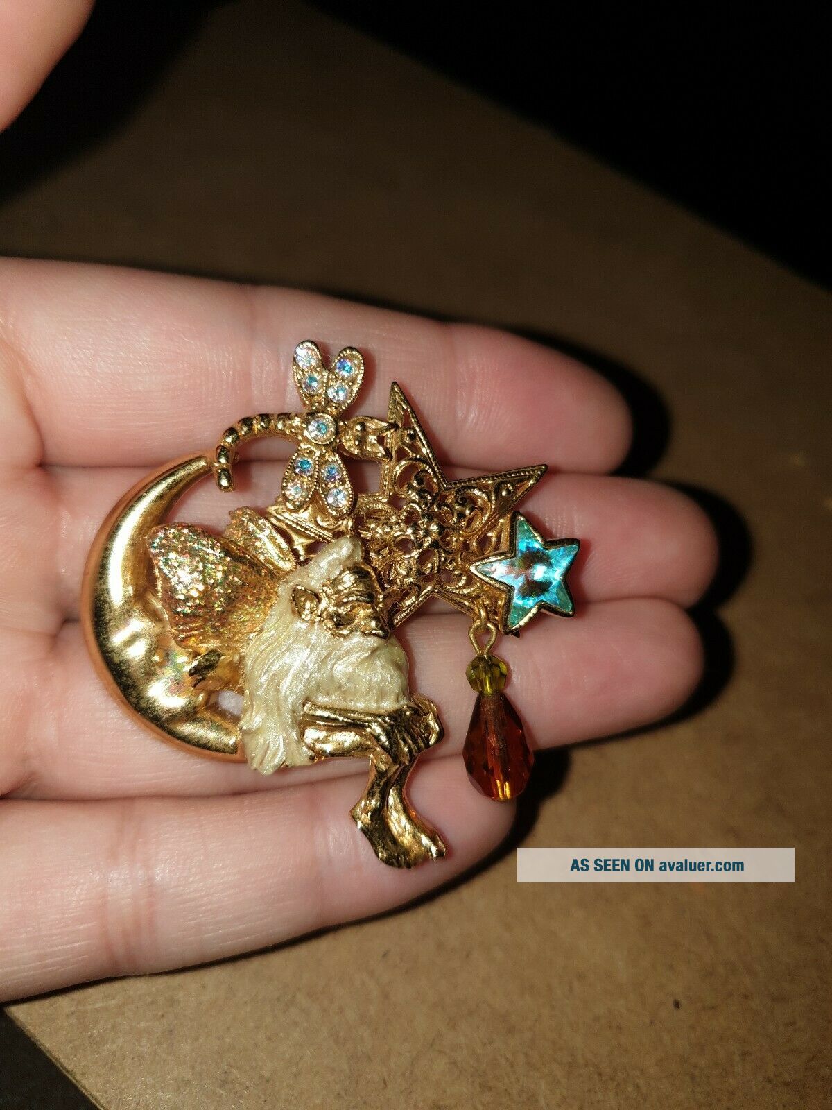 Rare Vintage Kirks Folly Pixie Brooch Pin Moon Fairy Imp Sprite | #8499635