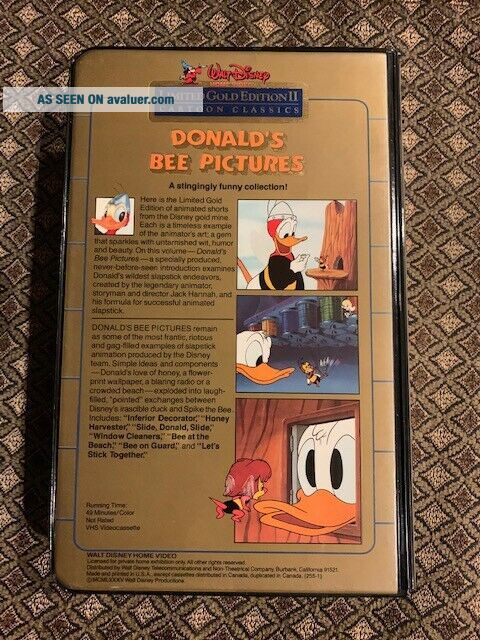 Vintage RARE VHS Walt Disney Limited Gold Edition II Donald ' S Bee ...