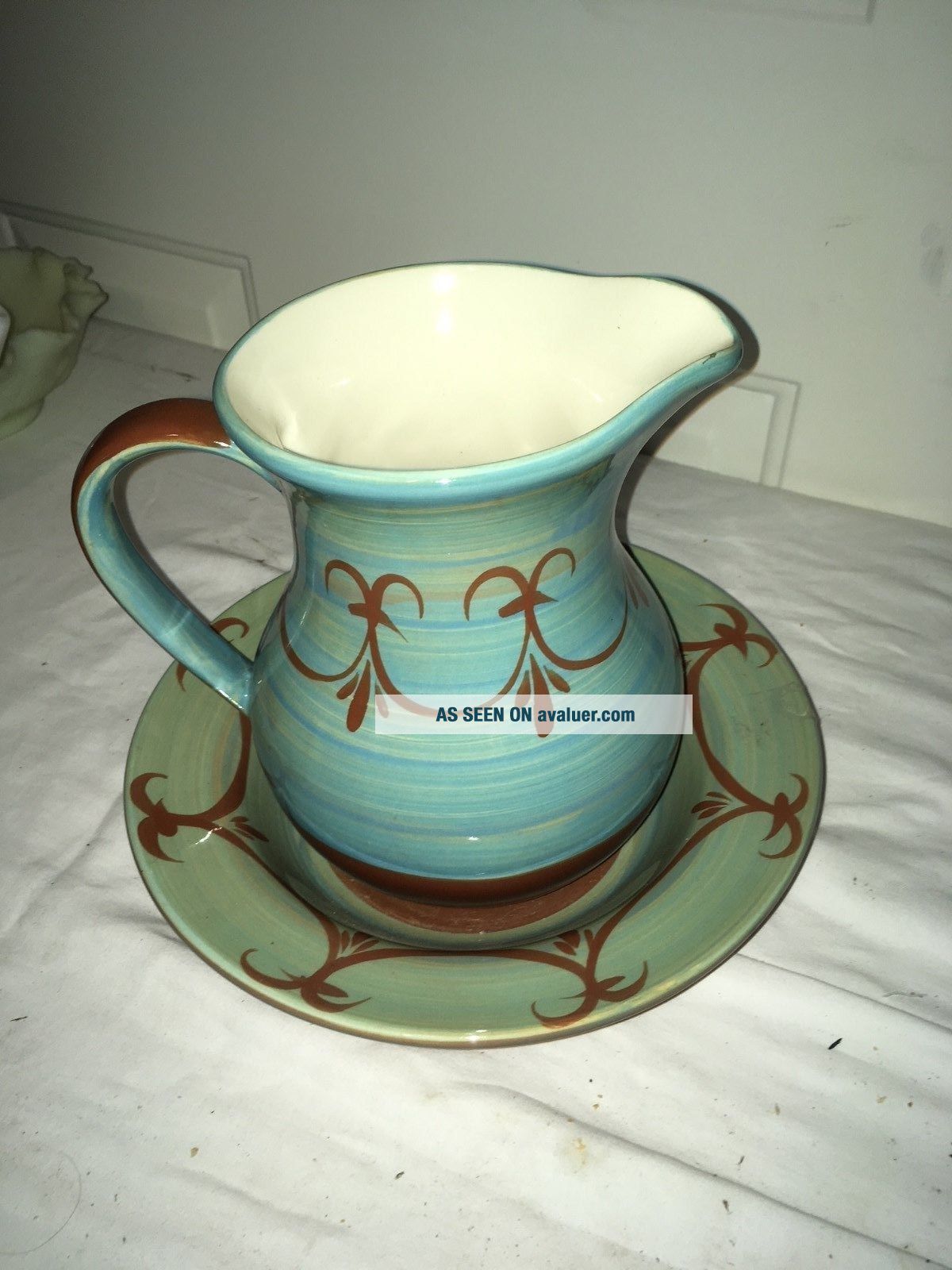 Rare Gail Pittman Pottery Pitcher And Bowl SIGNED | #8516074