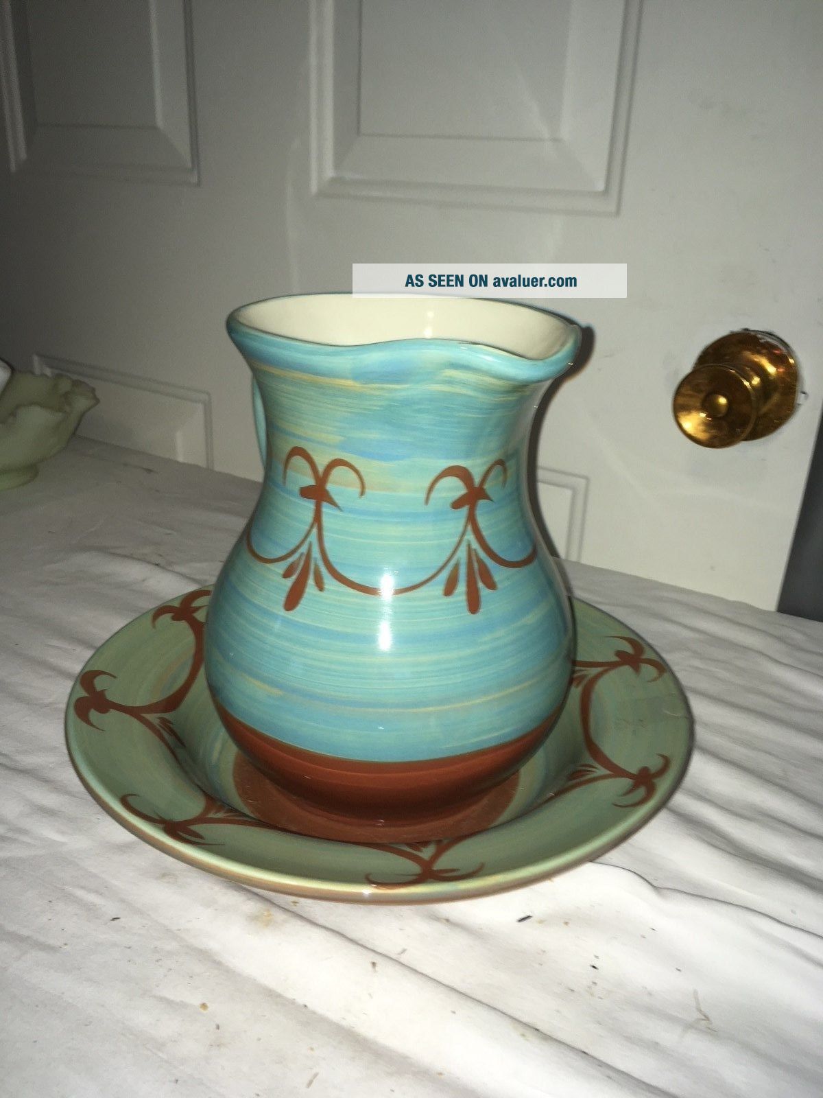 Rare Gail Pittman Pottery Pitcher And Bowl SIGNED | #8516074