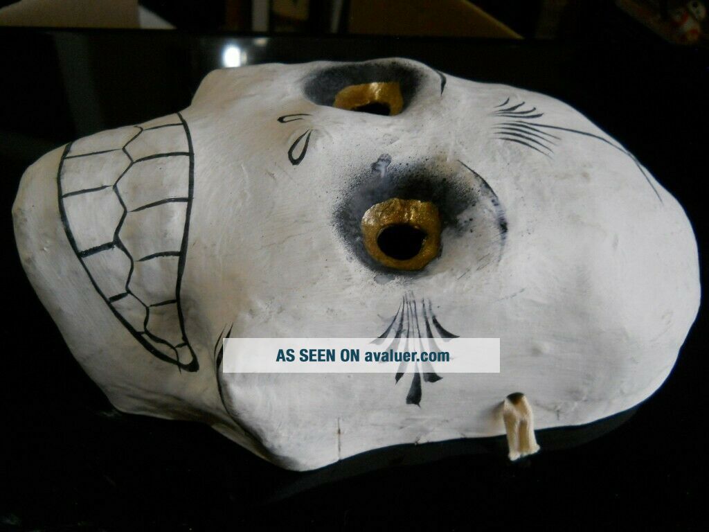 Vintage Paper Mache Skeleton Halloween Mask Very Old HAND MADE WOW RARE ...