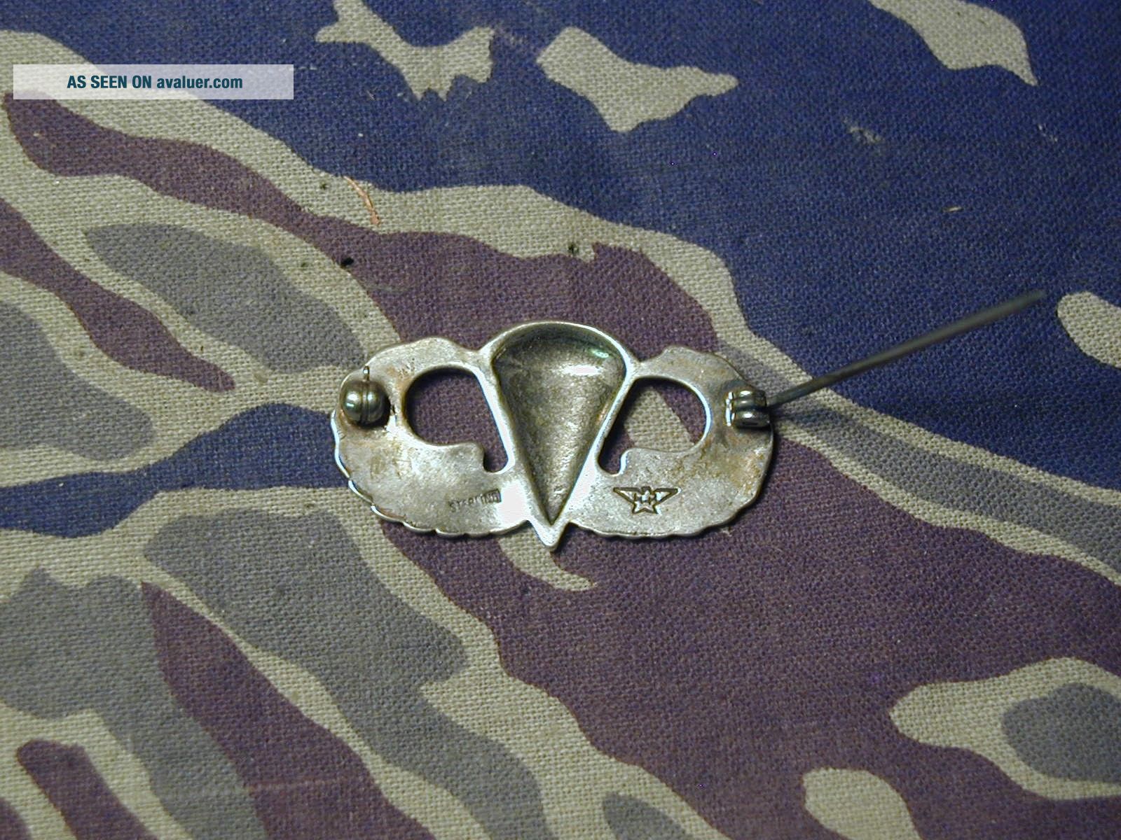 RARE WWII Airborne Parachutist US Pinback Jump Wings Marked HH ...