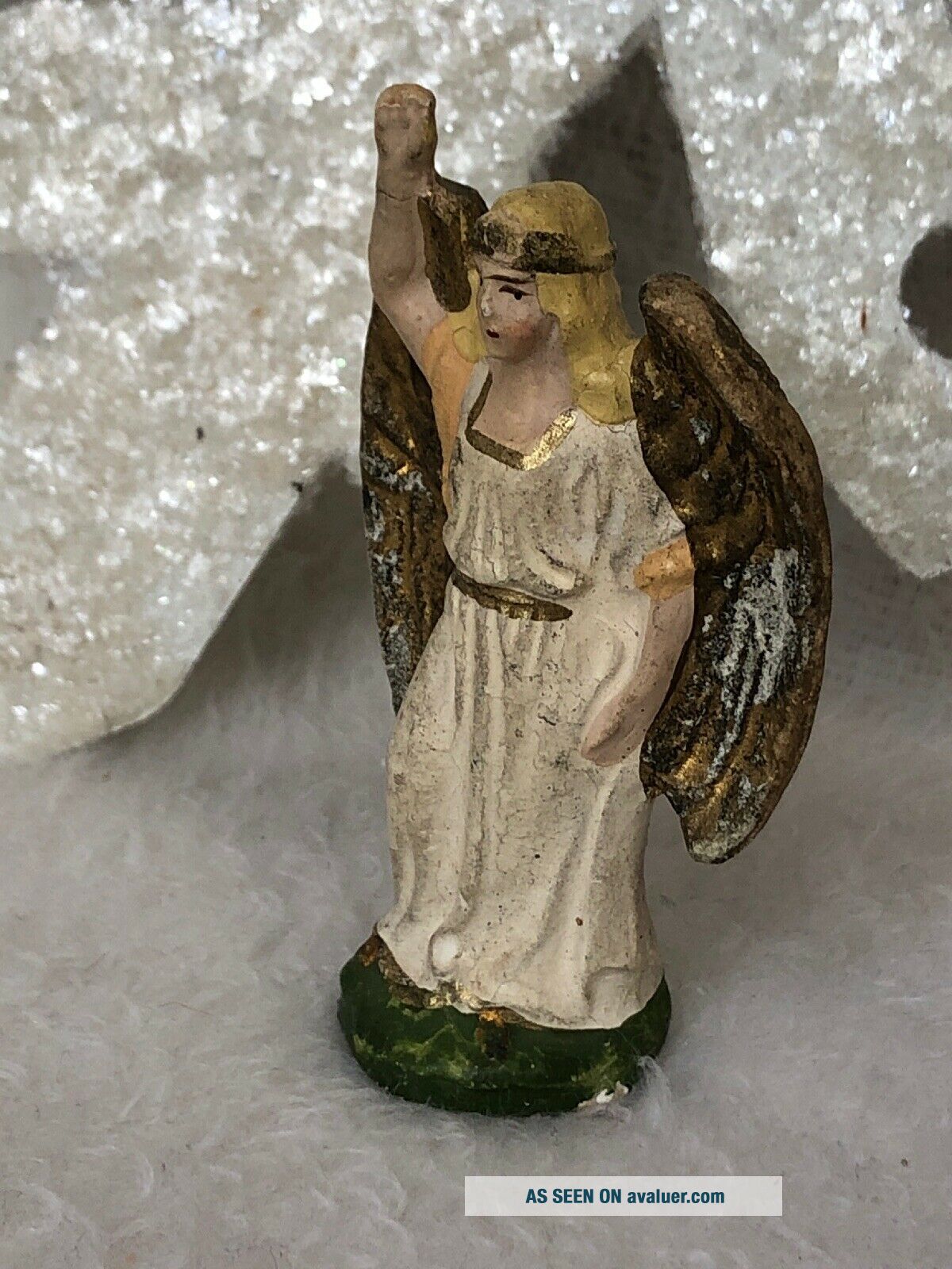 VINTAGE Nativity Figure 3” Angel In White Paper Mache Made In Germany ...