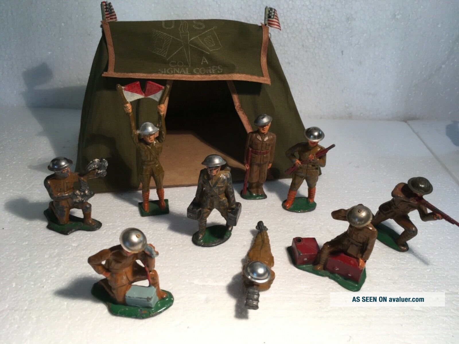 Barclay Grey Iron Lead Soldier Figures With Signal Corps Tent | #8616786