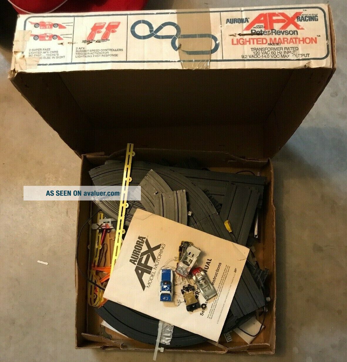 1973 Aurora AFX Racing Lighted Marathon Slot Car Set W 4 Cars HO SCALE ...