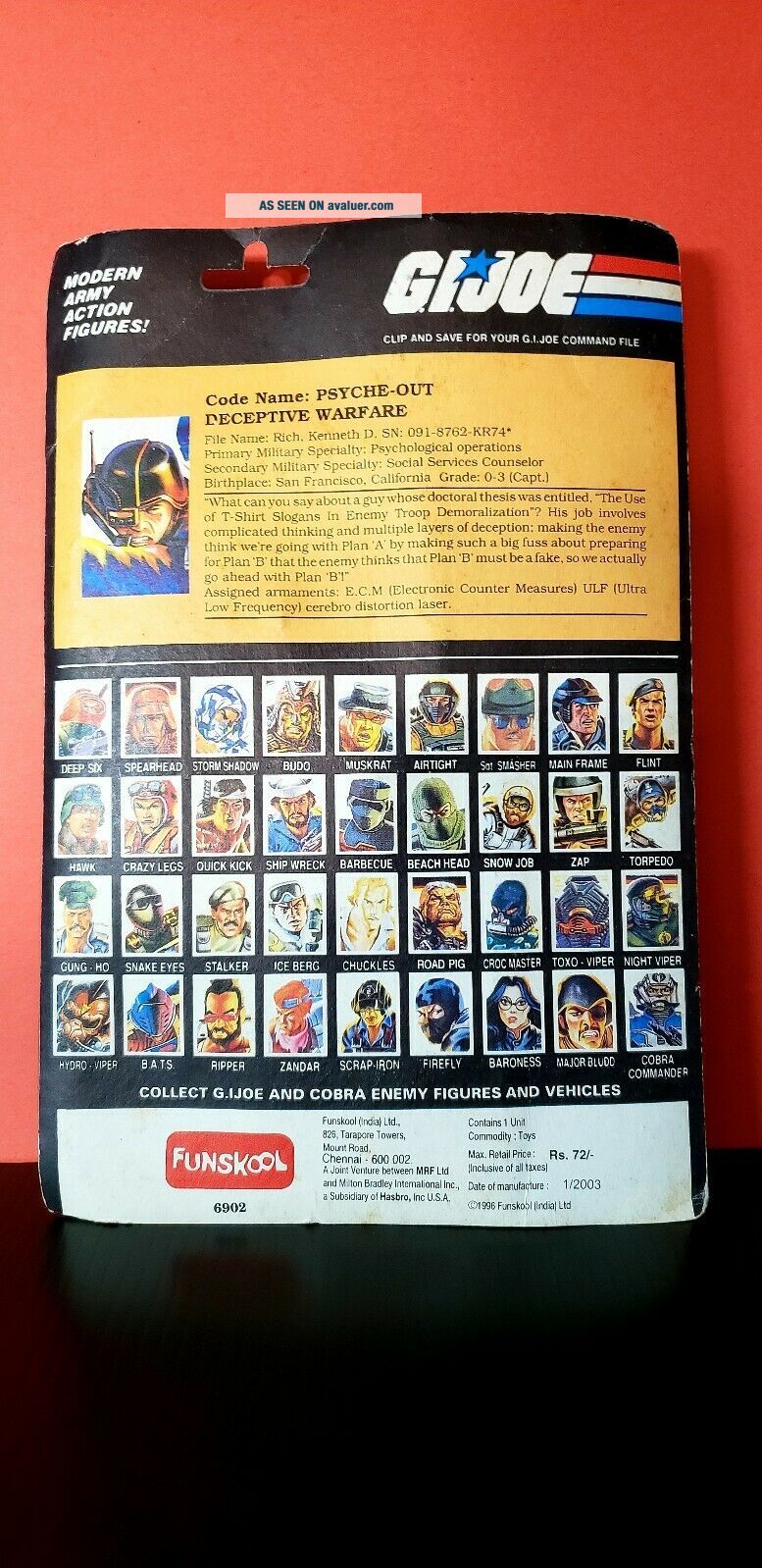 Gi Joe Cobra Psyche Out MOC Funskool International Vintage Action ...
