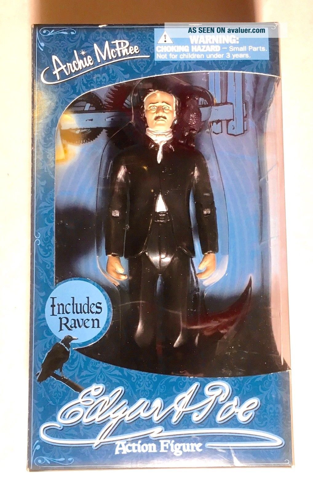 Edgar Allen Poe Action Figure With Raven By Archie McPhee/Accoutrements ...