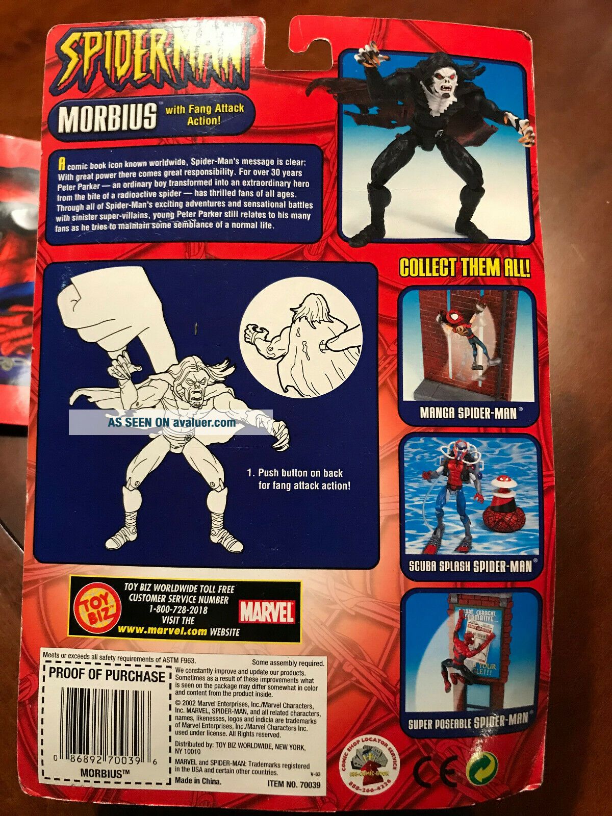 Marvel Morbius W/ Fang Attack 6 " Figure Classic Spider - Man 2002 ...