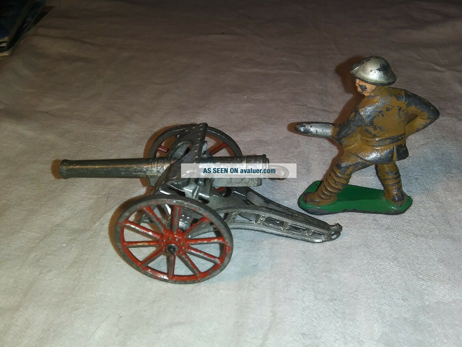 Vintage Barclay Manoil Cannon With Loader Metal Wheels Spring Loaded ...