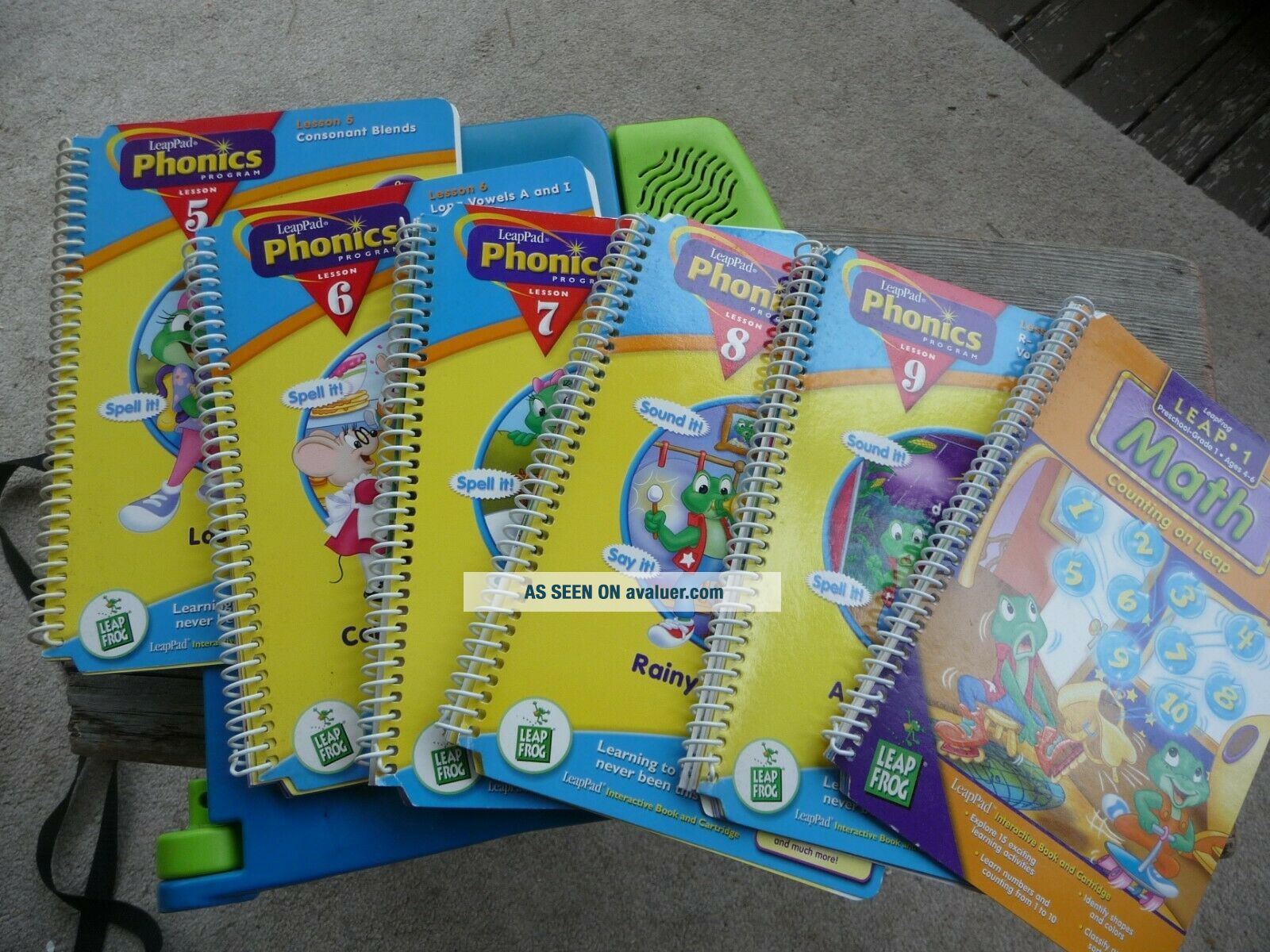 LeapFrog LeapPad Learning System Unit Green Blue W/ 6 Cartridges ...