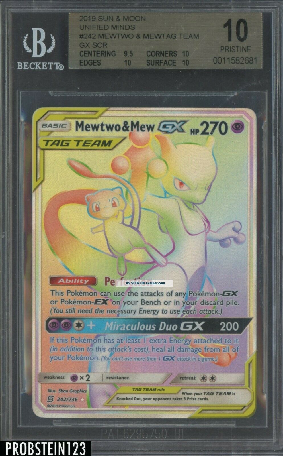 2019 Pokemon Sun & Moon Unified Minds GX SCR 242 Mewtwo Mew BGS 10 1 ...