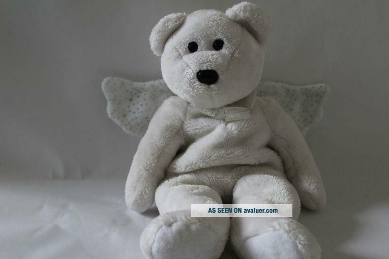 Ty 2003 Soft Tylon Stuffed ANGEL TEDDY BEAR Plush/Toy White 15 " (S ...