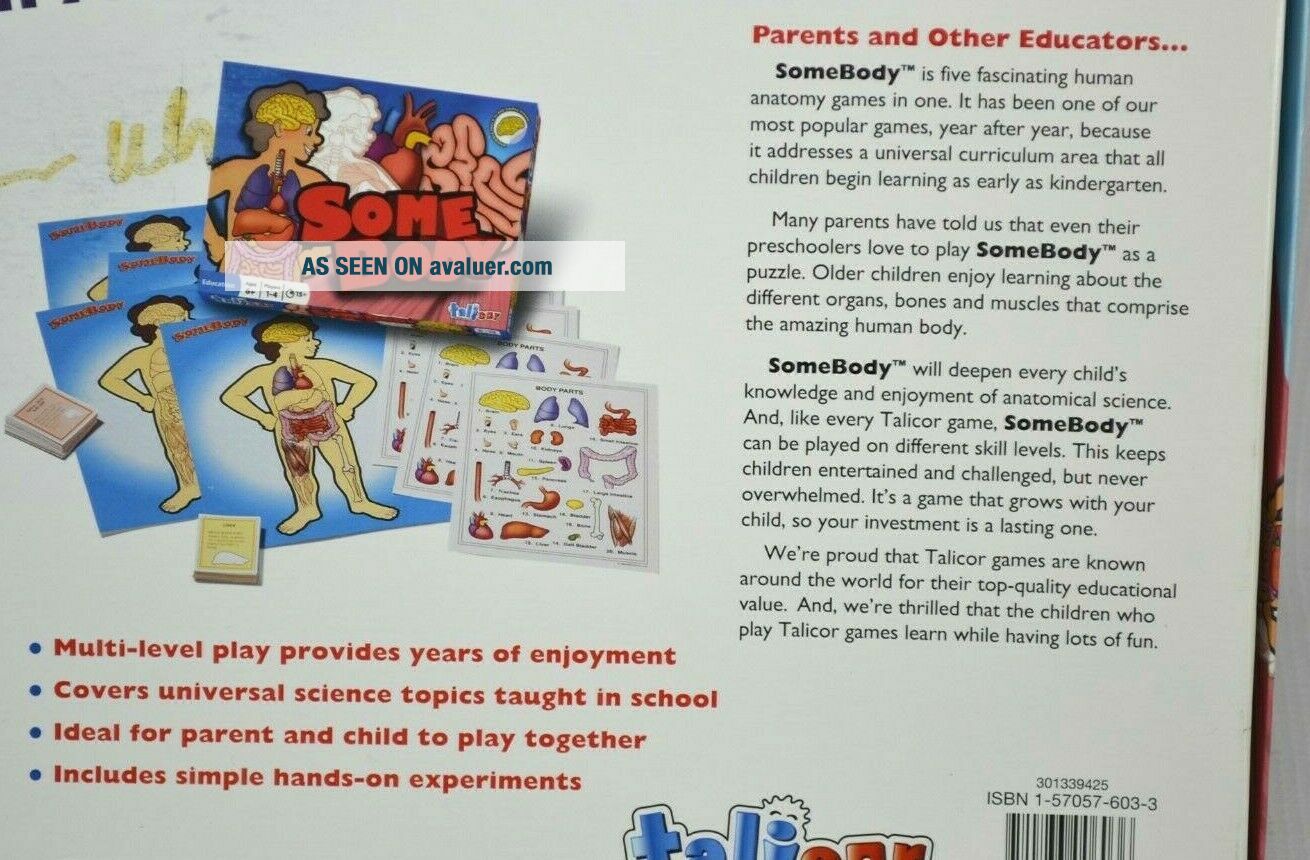 SomeBody The Human Anatomy Educational Game Open Box Body Organs ...