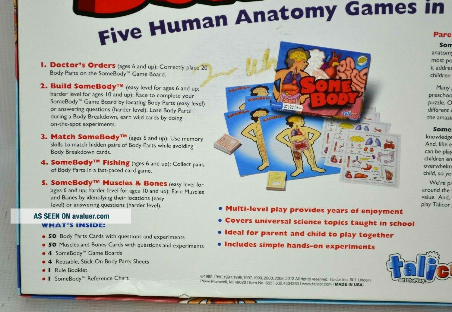 SomeBody The Human Anatomy Educational Game Open Box Body Organs ...