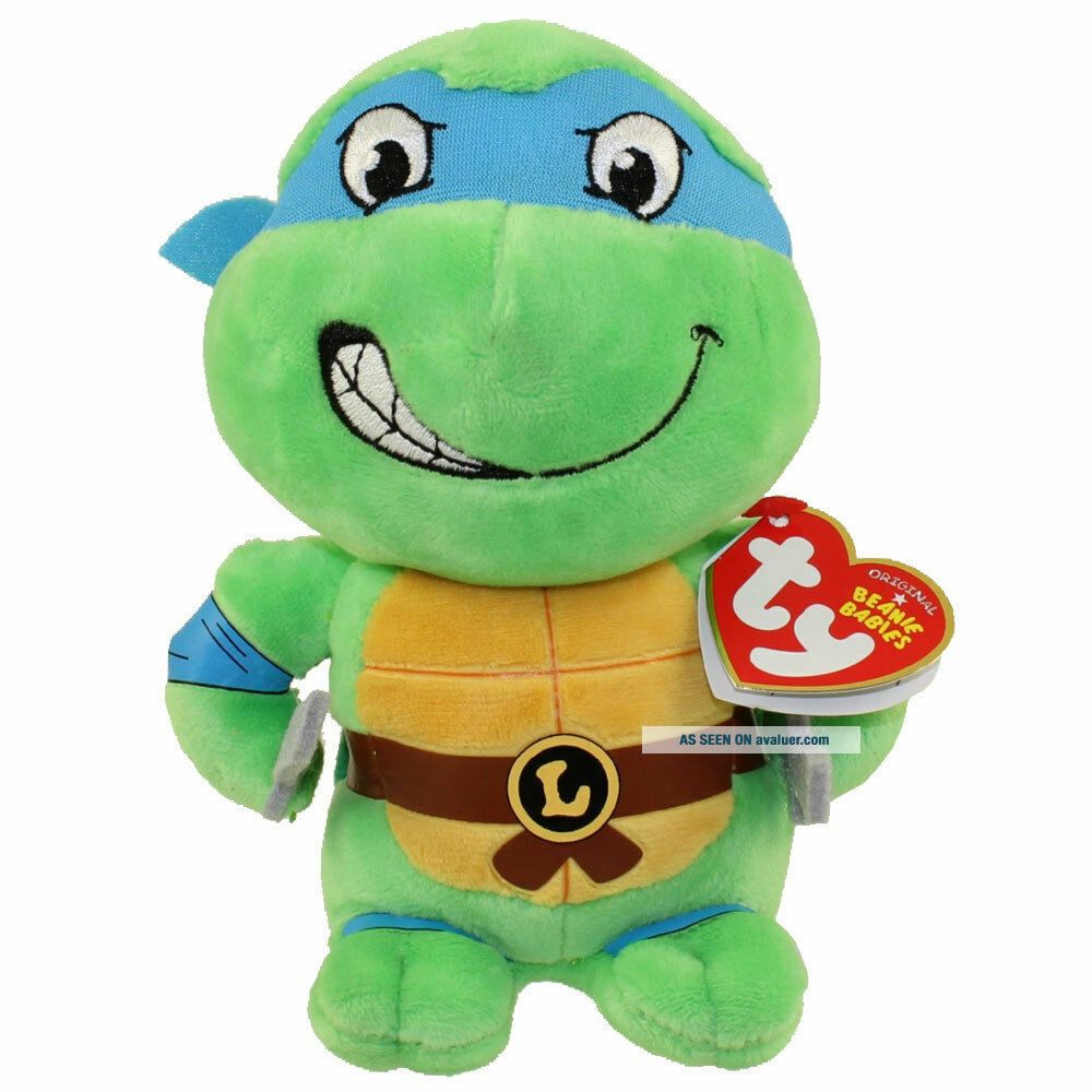 Leonardo TMNT Turtles Benie Babies Ty Stuffed Animal Plush Figure 8 ...