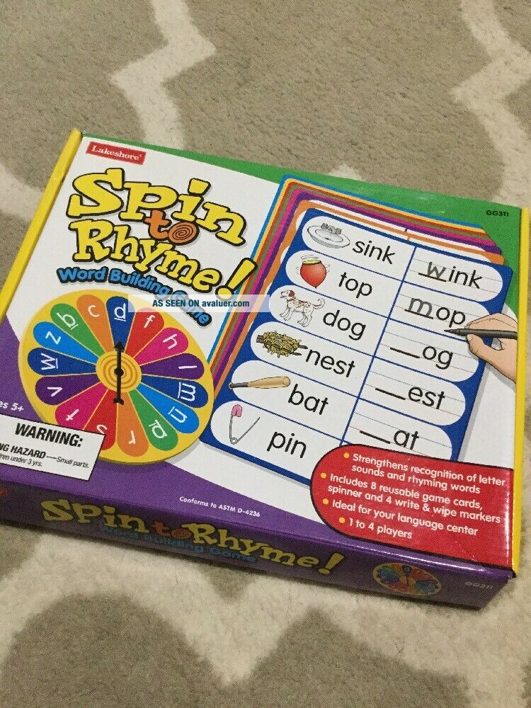 Lakeshore Spin To Rhyme Word Building Game EUC Kingergarten First Grade ...