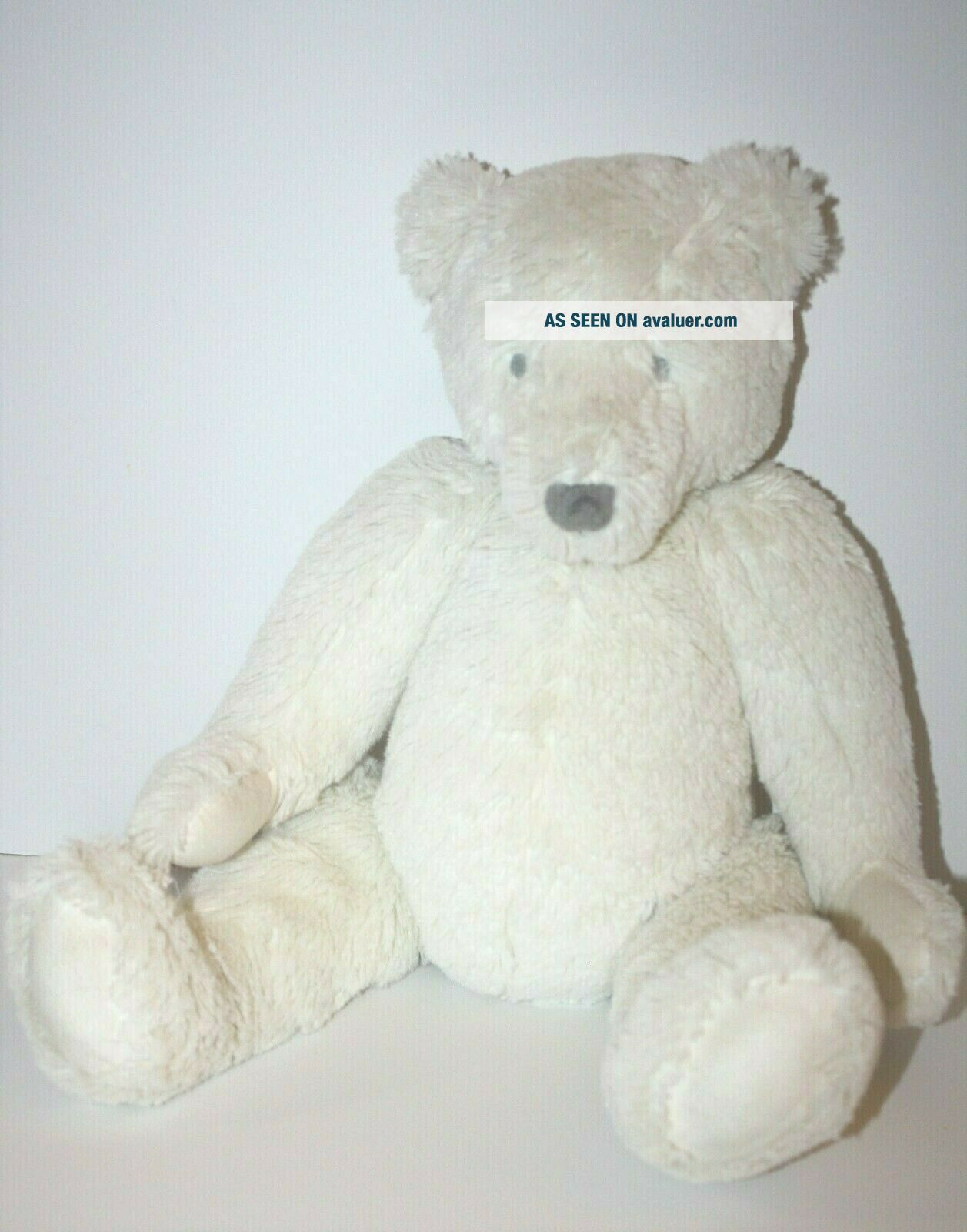Pottery Barn Kids White TEDDY BEAR W/Gray Eyes & Nose Plush Stuffed Toy ...