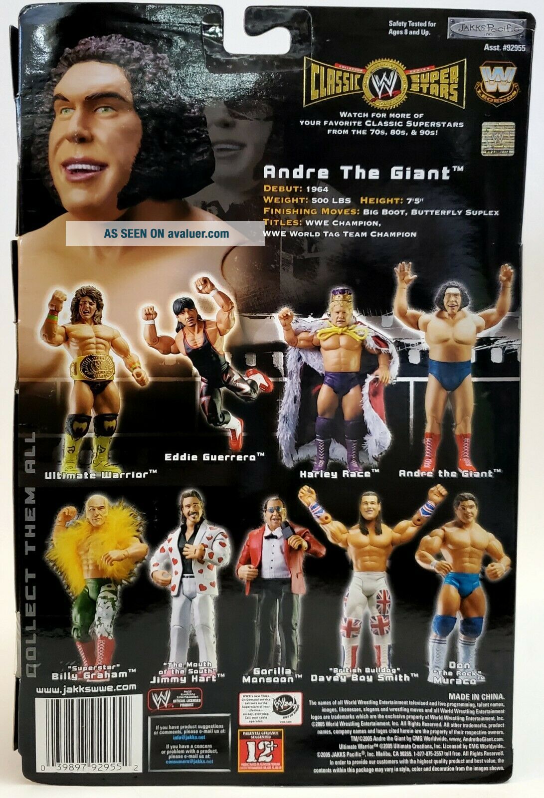WWE WWF Classic Superstars Andre The Giant Figure W Long Hair & Blue ...