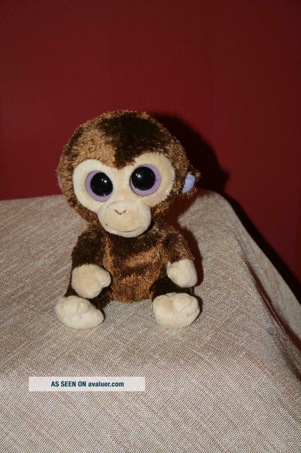 Ty Beanie Babies Boos Coconut The Monkey Big Purple Eyes Retired 2012 ...